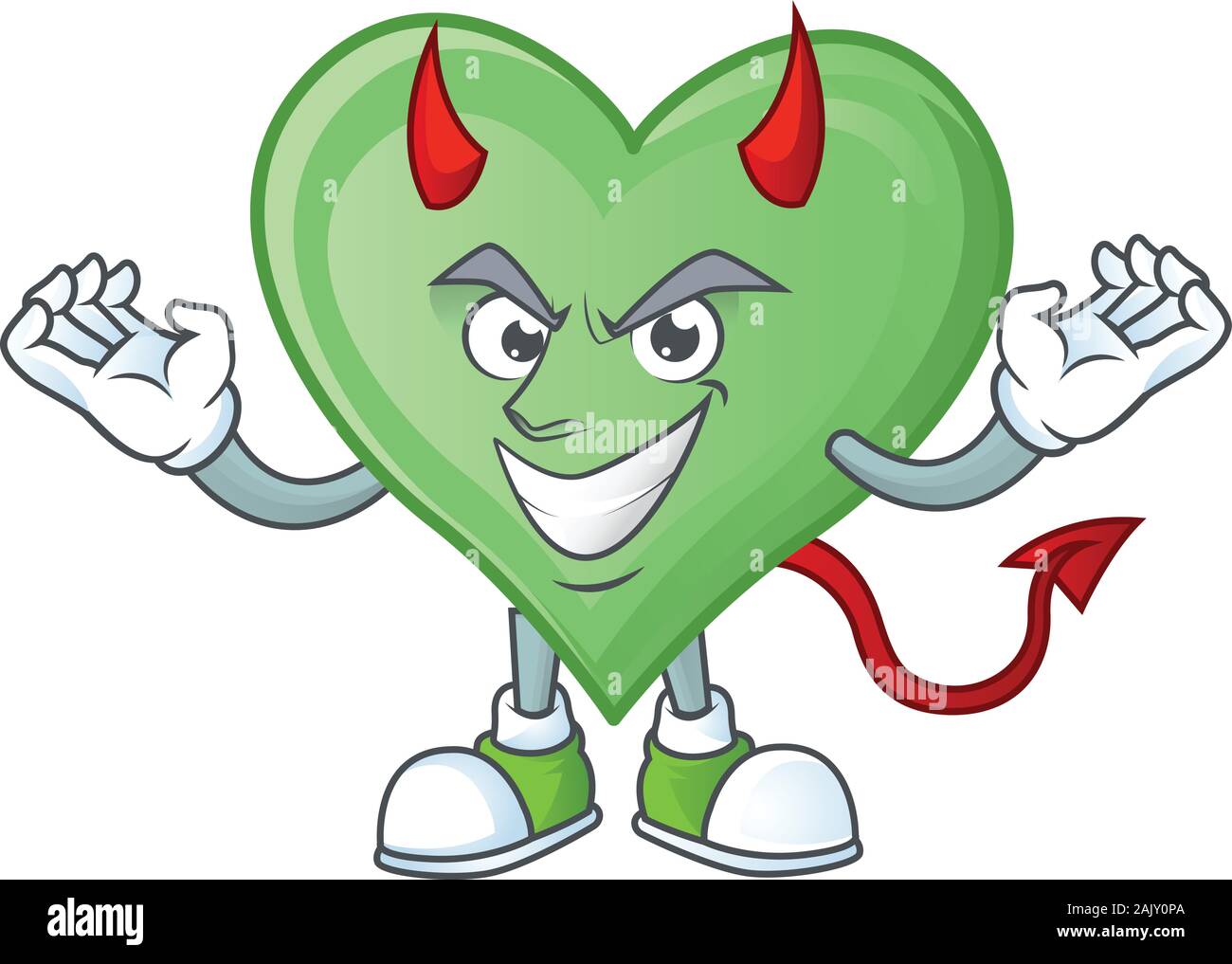 Devil green love Cartoon character design style Stock Vector Image ...