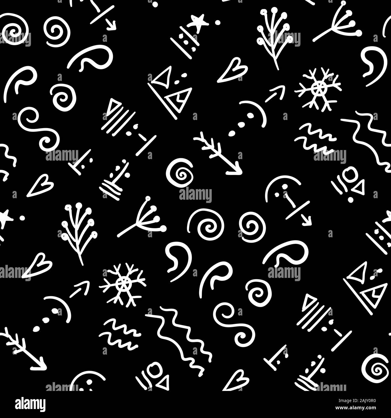 Seamless pattern with ancient runes on a black background. Vector ...