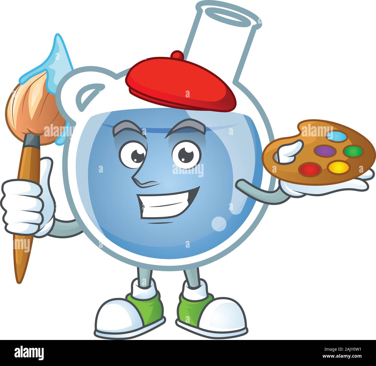 Smart blue potion painter mascot icon with brush Stock Vector Image ...