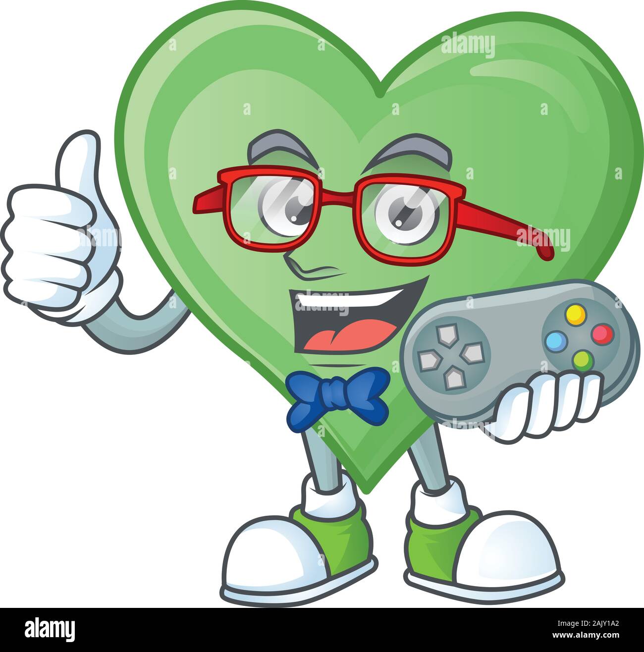 Smiley gamer green love cartoon mascot style Stock Vector Image & Art ...
