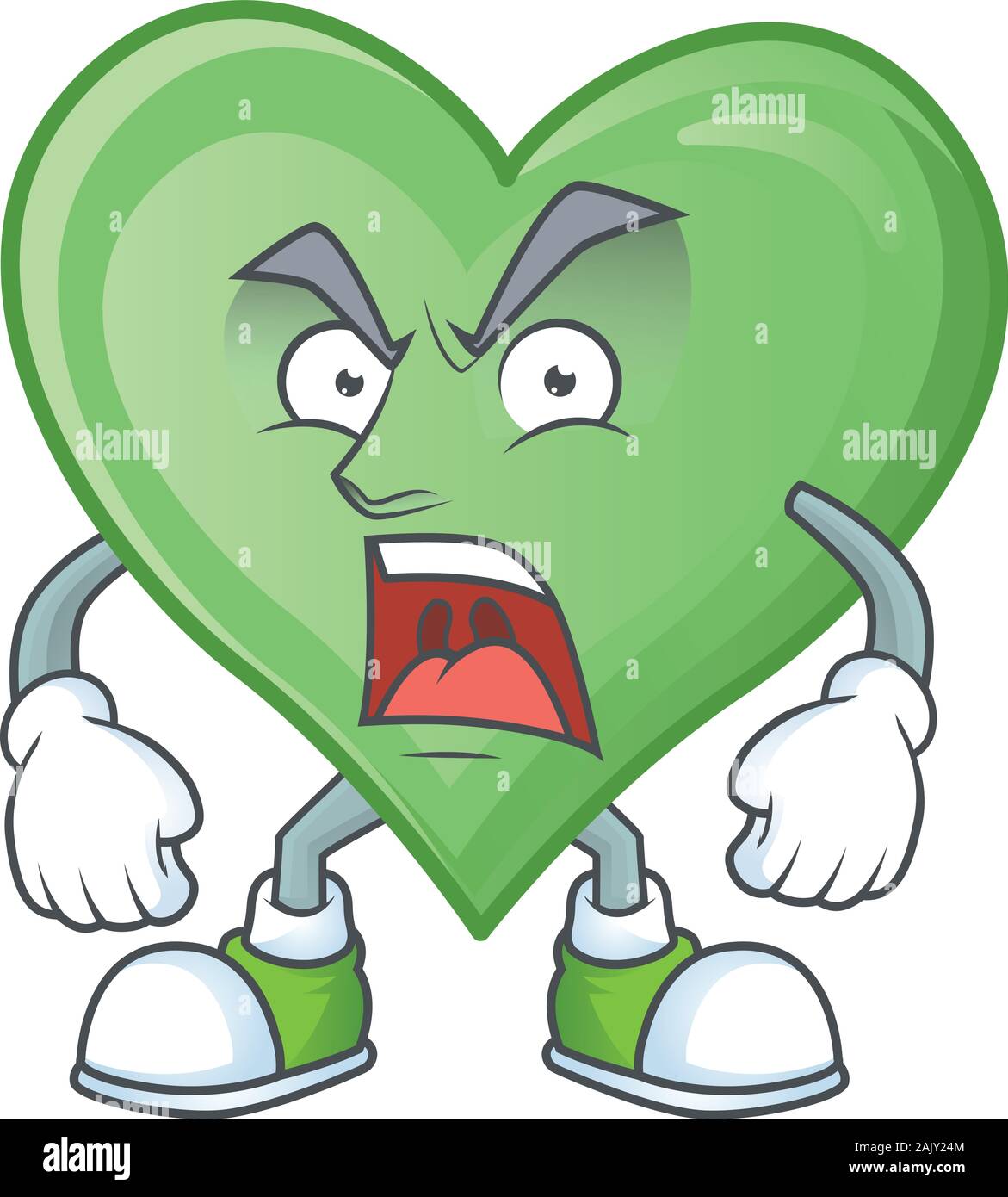 Green love cartoon character design having angry face Stock Vector ...