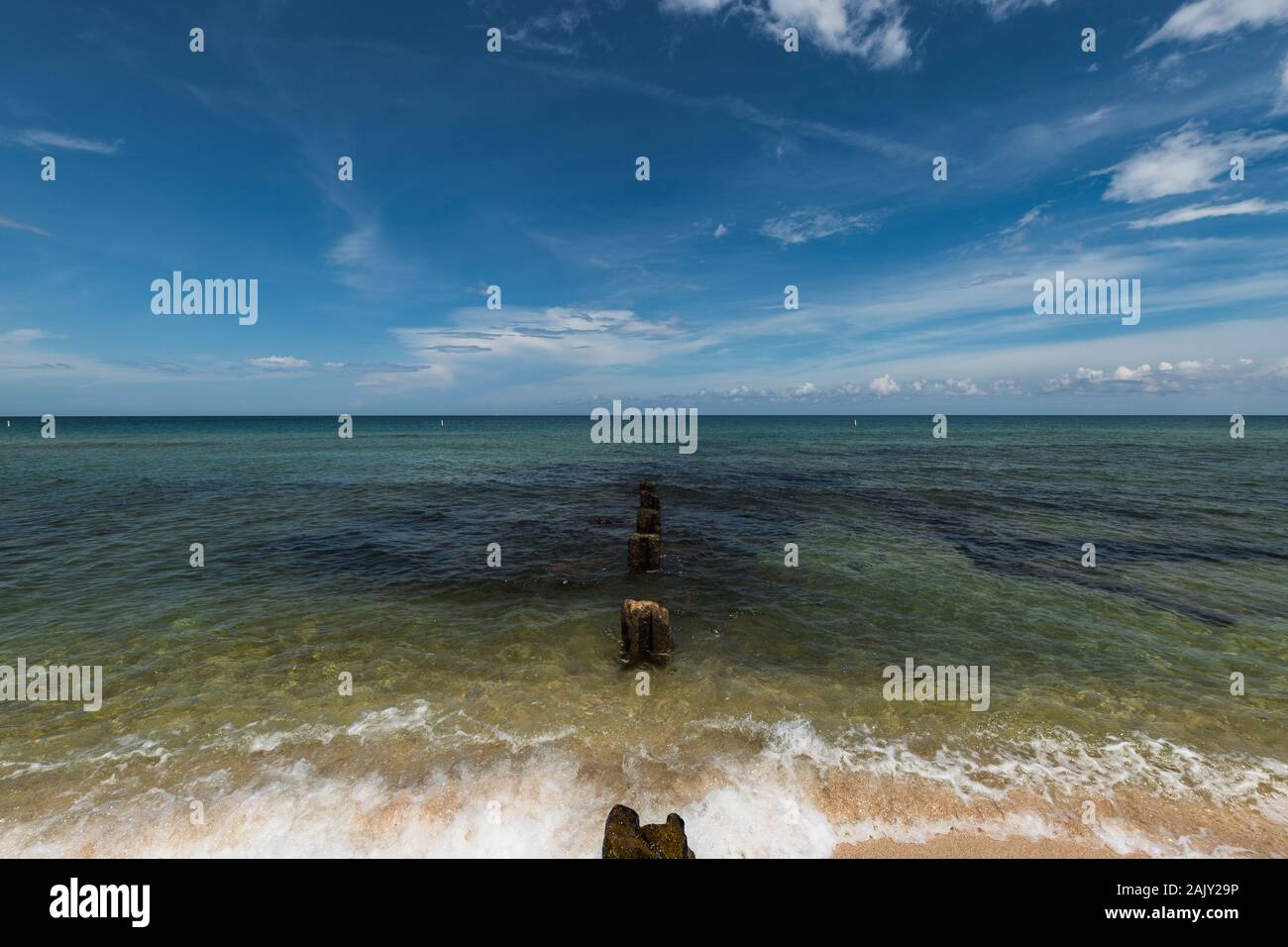 Scenic empty beaches in North Miami Beach during a beautiful summer day ...