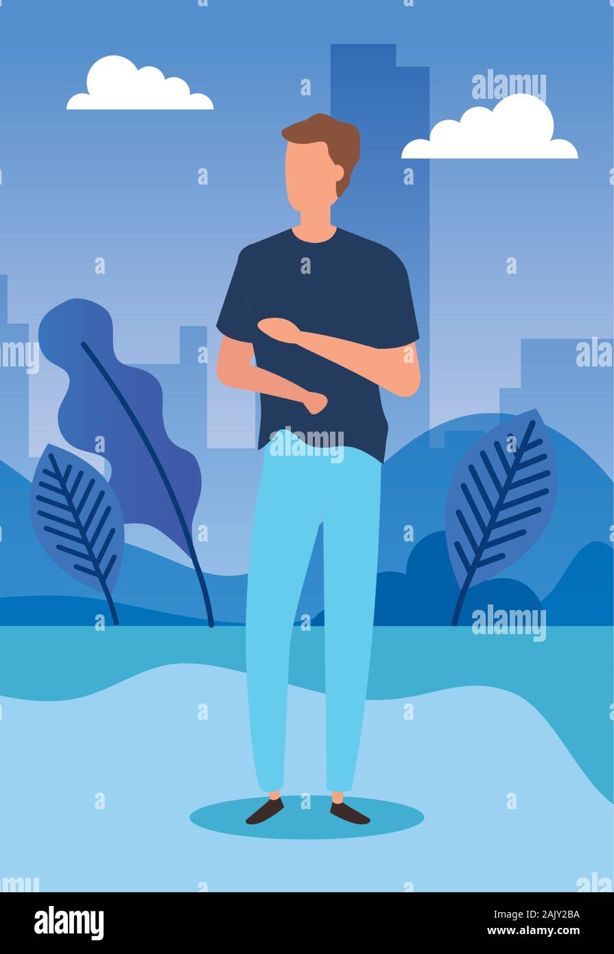 young man in park nature characters Stock Vector Image & Art - Alamy