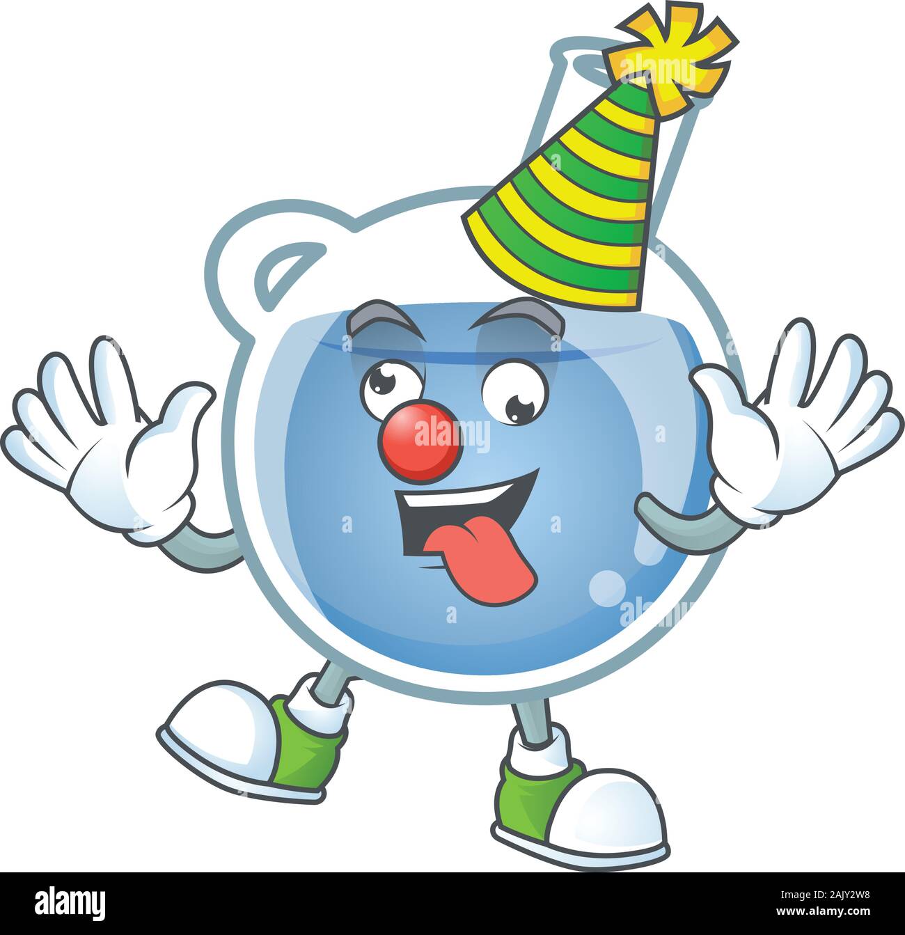 Funny Clown blue potion cartoon character mascot design Stock Vector ...