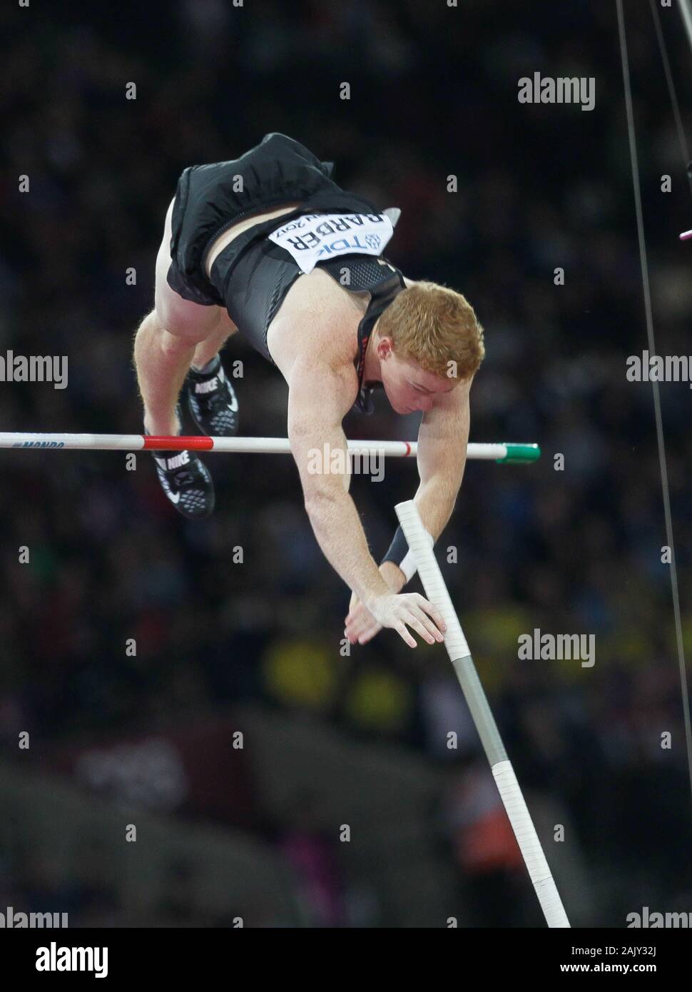 Shawnacy Barber (Canada) during the Final Pole Vault Men of the IAAF ...
