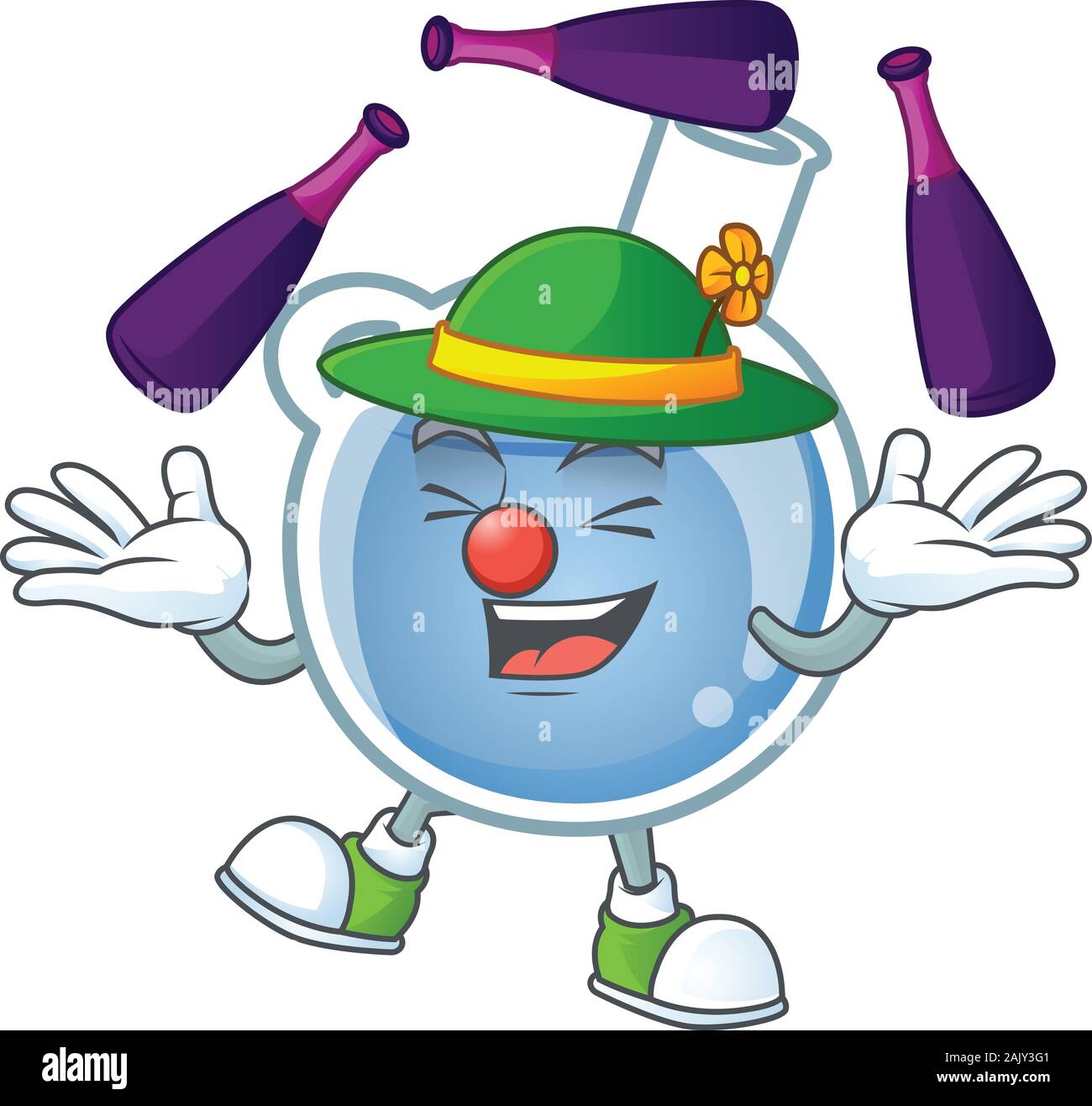 Smart blue potion cartoon character design playing Juggling Stock ...