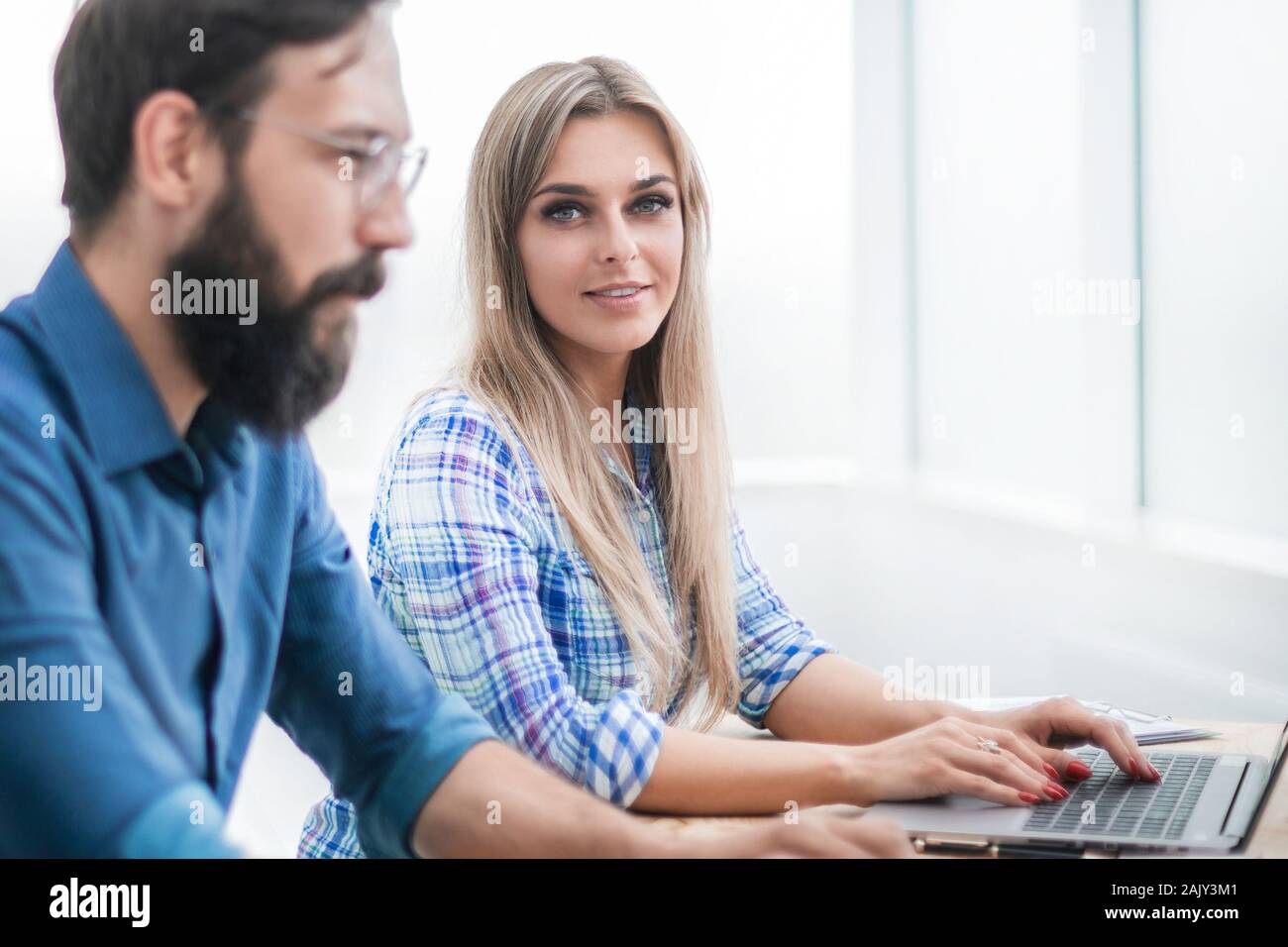 employees work together in a modern office Stock Photo - Alamy