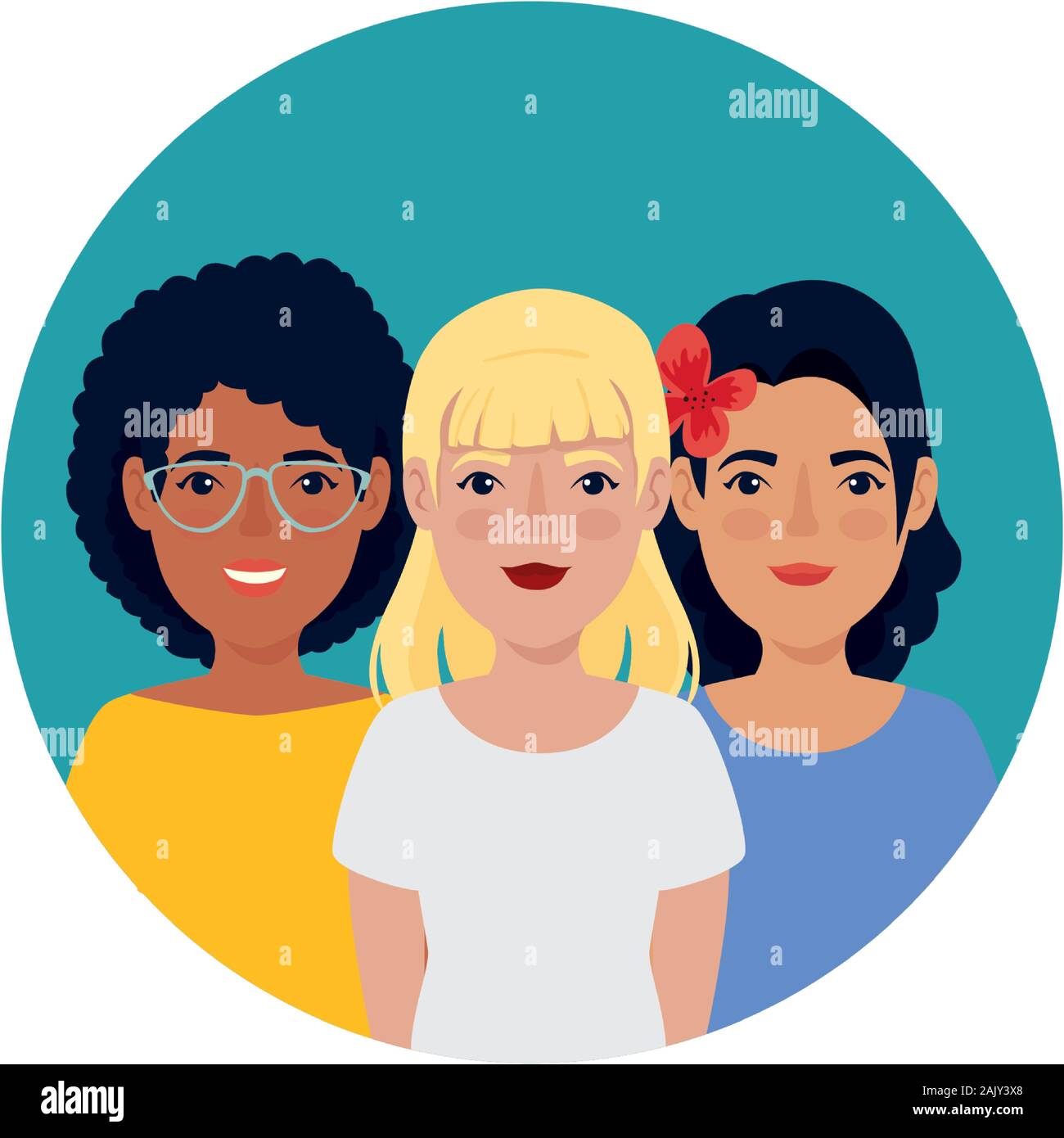 beautiful women in frame circular avatar character Stock Vector Image ...