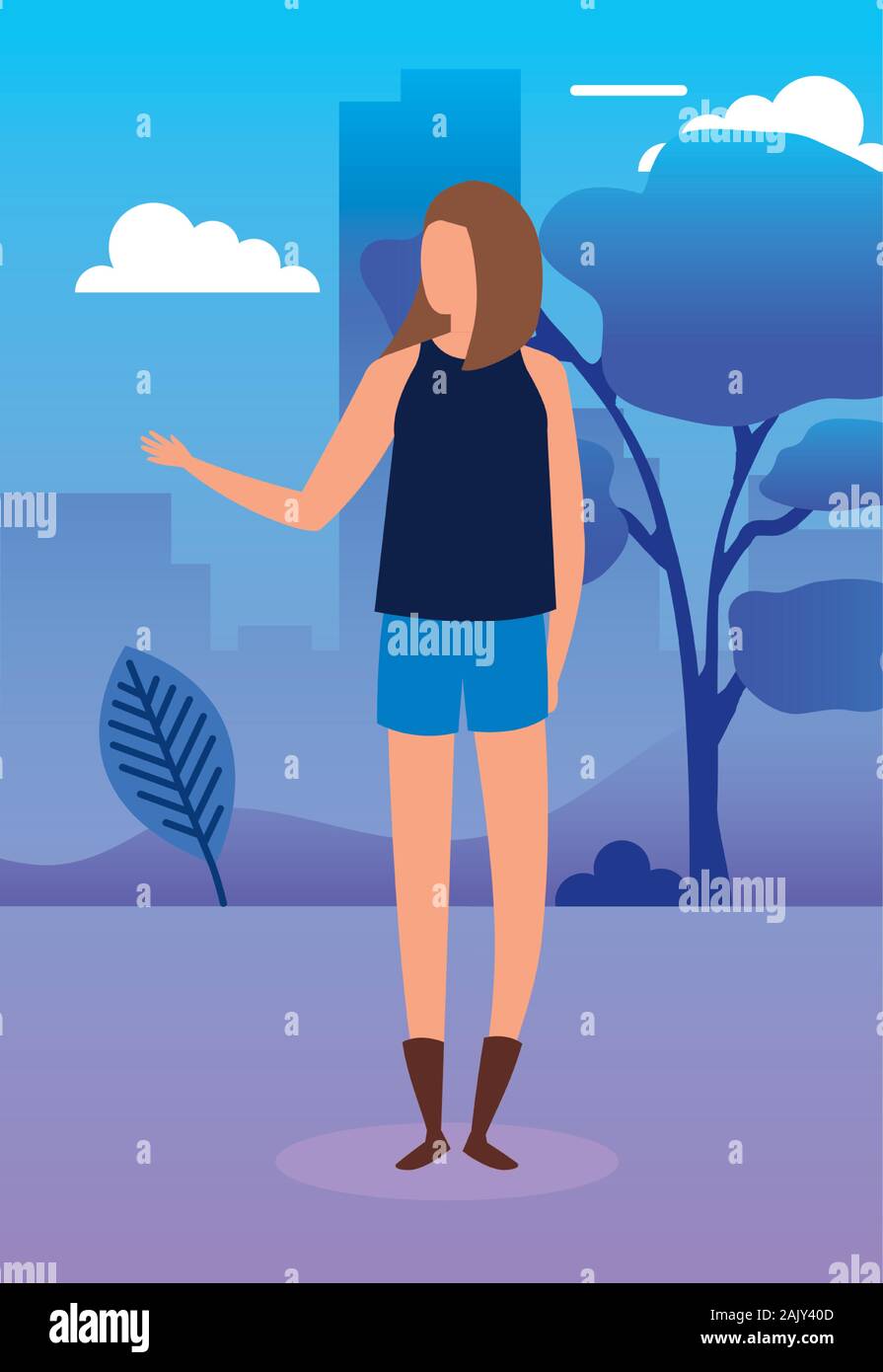 beautiful woman in park nature characters Stock Vector Image & Art - Alamy