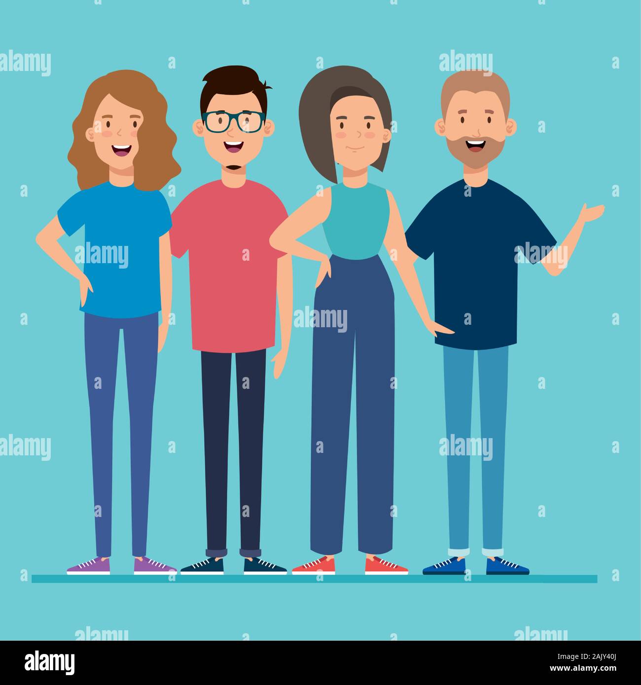 group of young people avatar characters Stock Vector Image & Art - Alamy