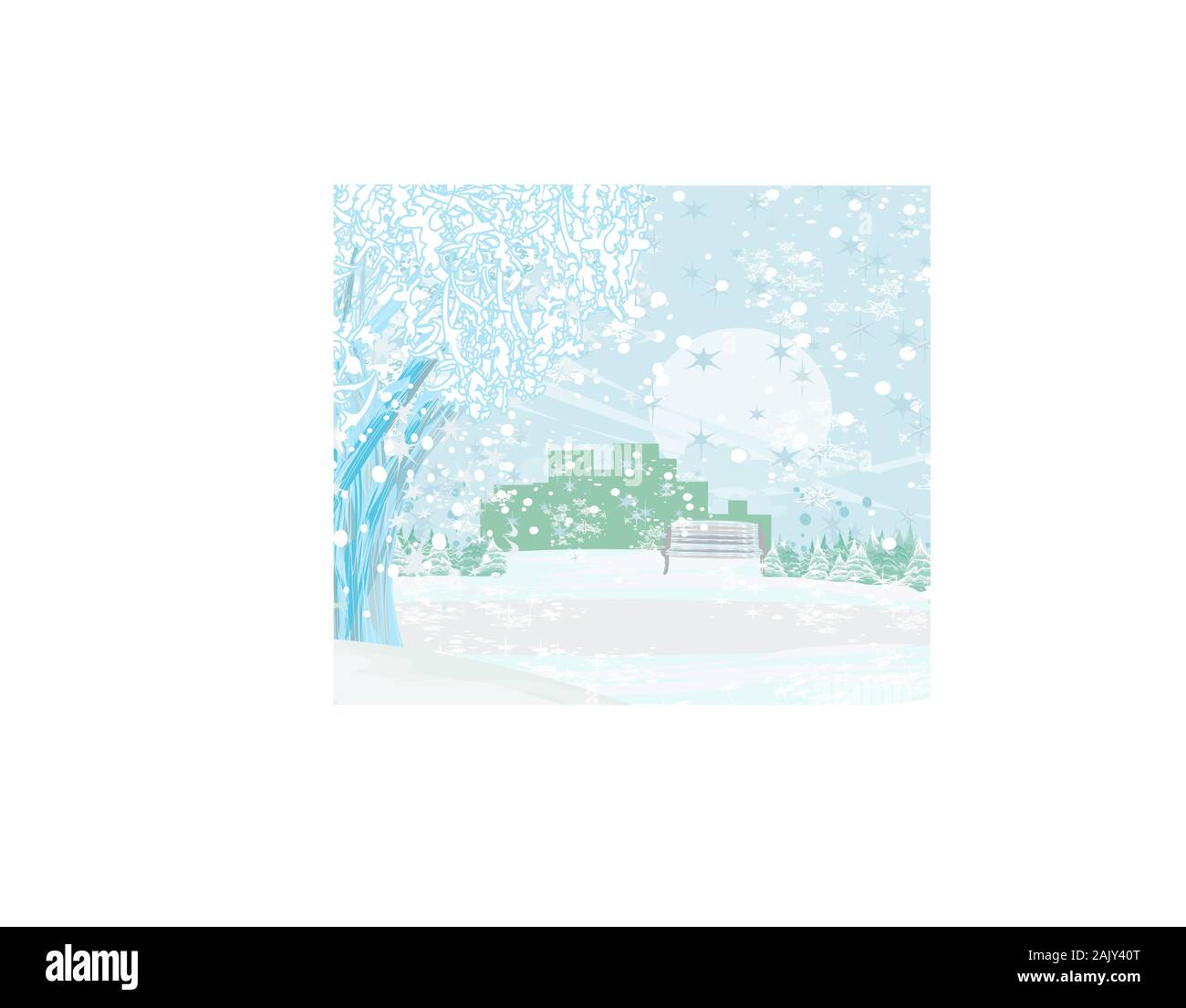 Snowy winter landscape park Stock Vector Images - Alamy