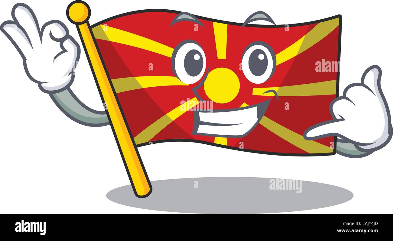 Call me funny flag macedonia mascot picture style Stock Vector Image ...