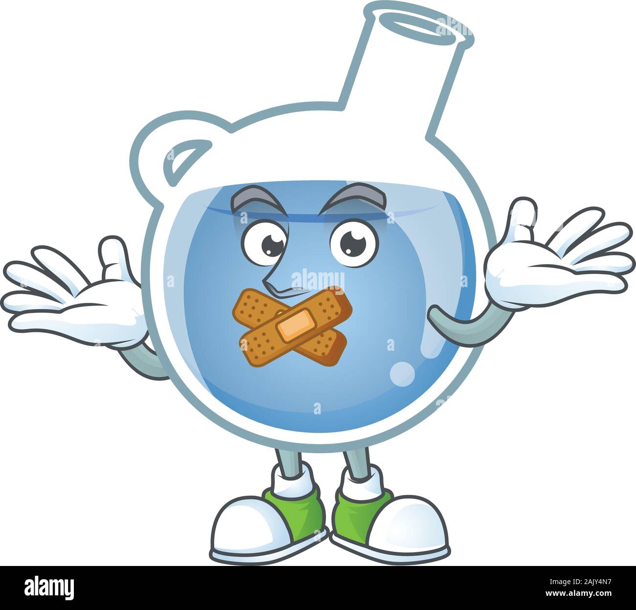 a silent gesture of blue potion mascot cartoon character design Stock ...
