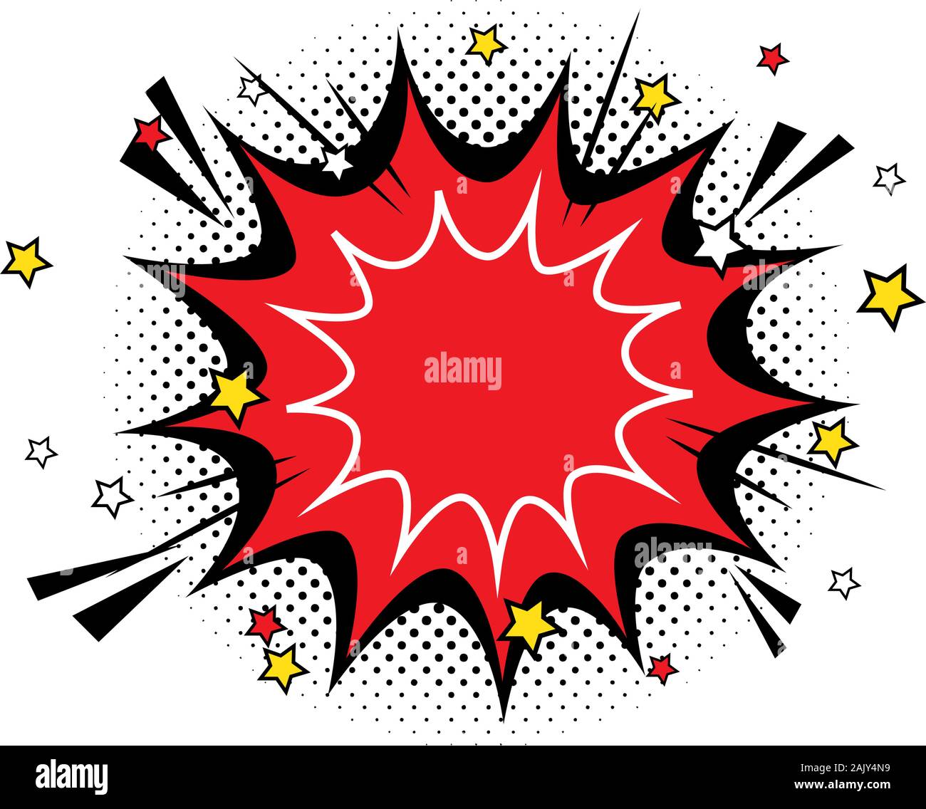 explosion red color with stars pop art style icon Stock Vector Image ...