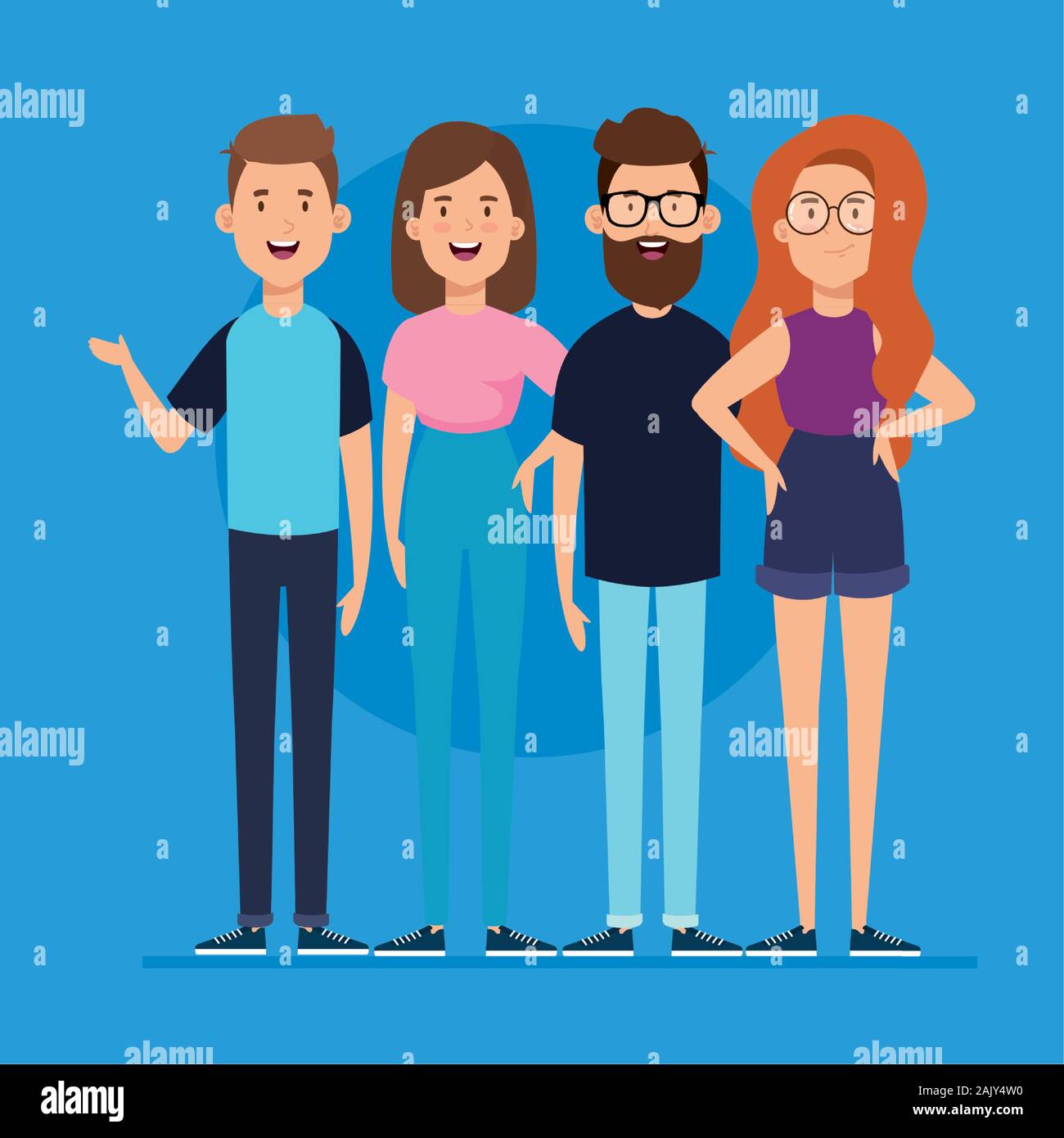 group of young people avatar characters Stock Vector Image & Art - Alamy