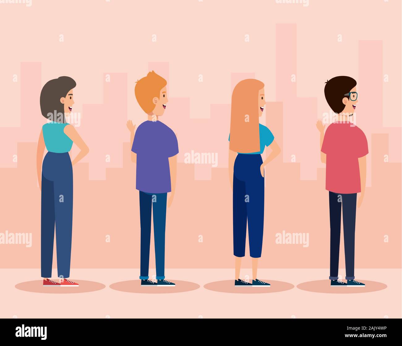 back group of young people avatar characters Stock Vector Image & Art ...