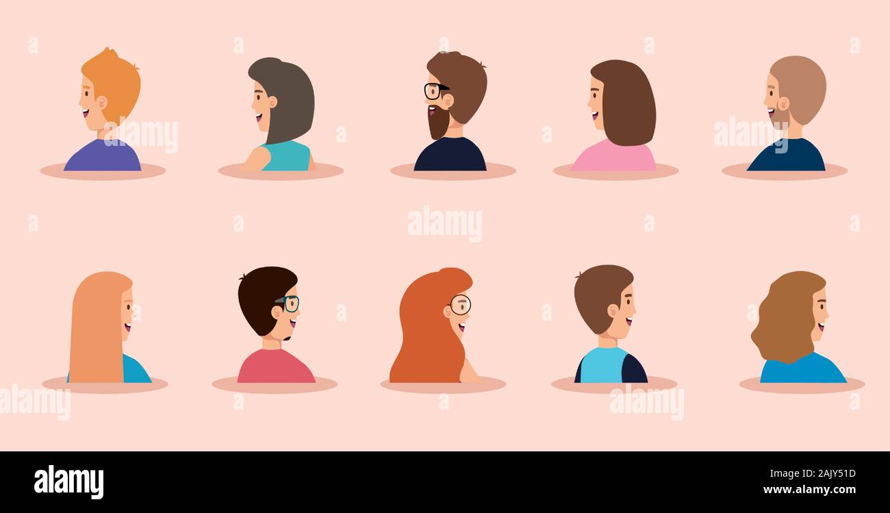 group of young people avatar characters Stock Vector Image & Art - Alamy