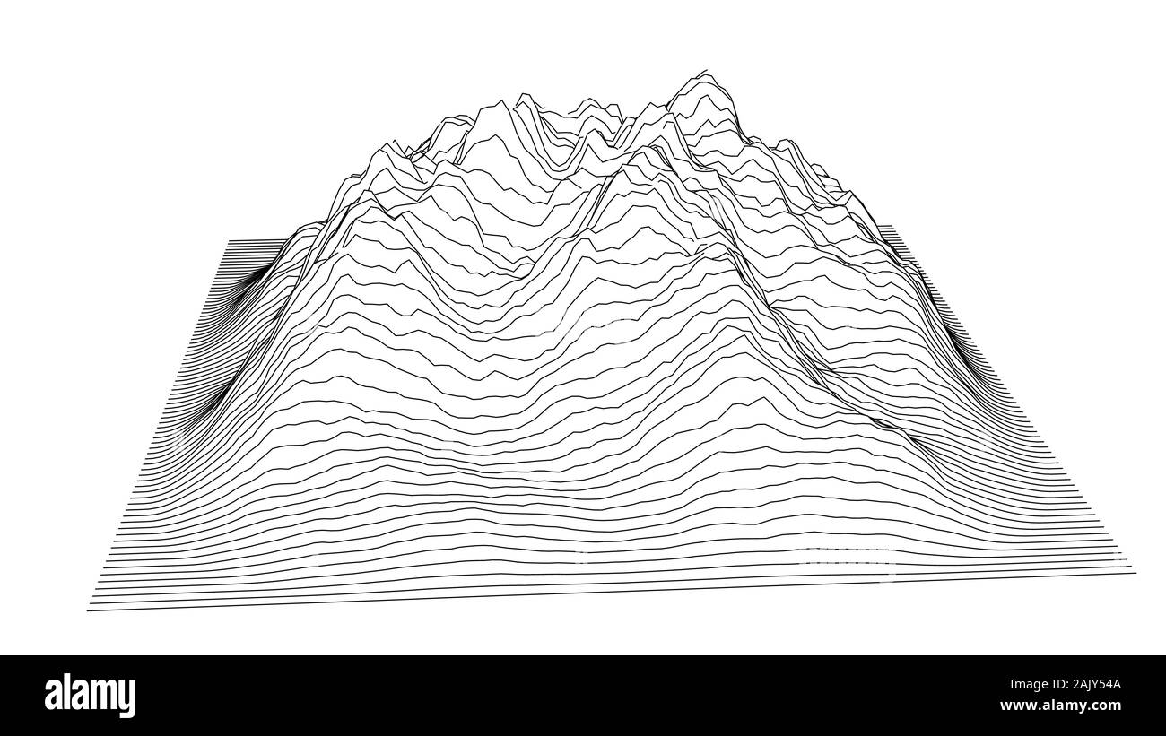 Curve lines in the shape of a part of a mountain range. Vector ...