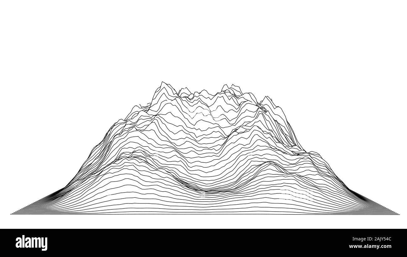 Curve lines in the shape of a part of a mountain range. Vector ...