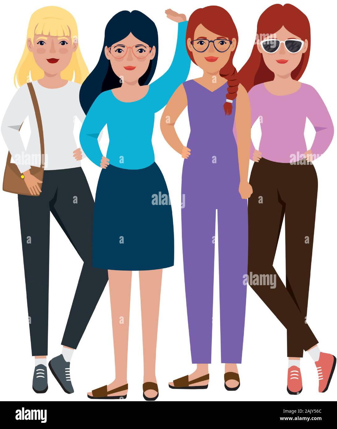 group of beautiful women standing avatar character Stock Vector Image ...