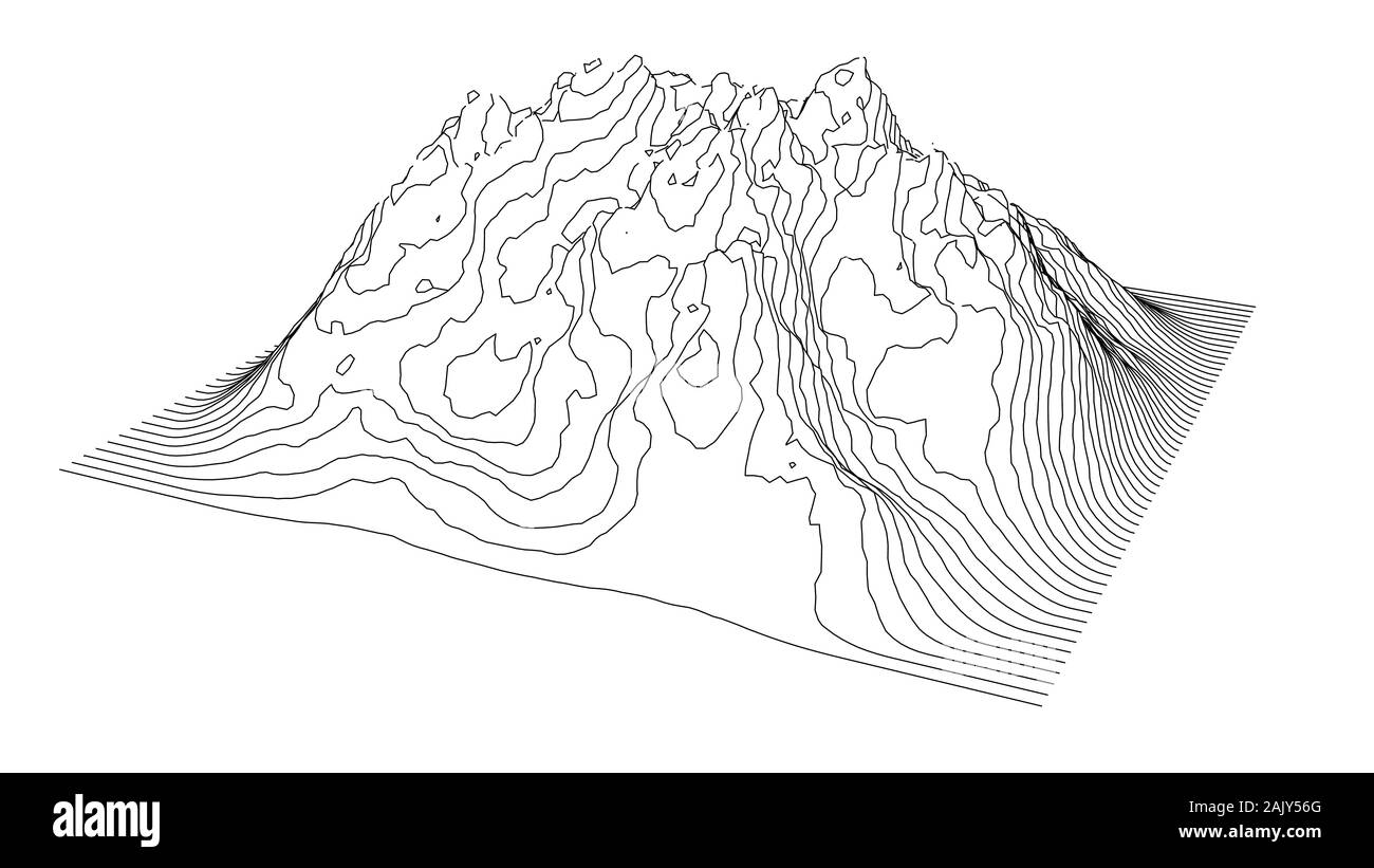 Curve lines in the shape of a part of a mountain range. Vector ...