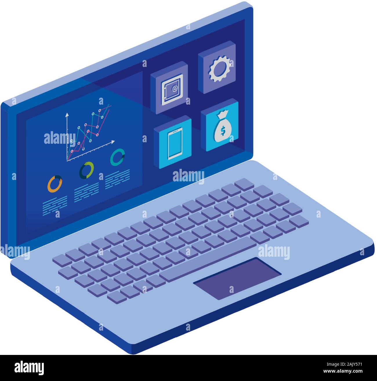 laptop computer with infographics and app menu Stock Vector Image & Art ...