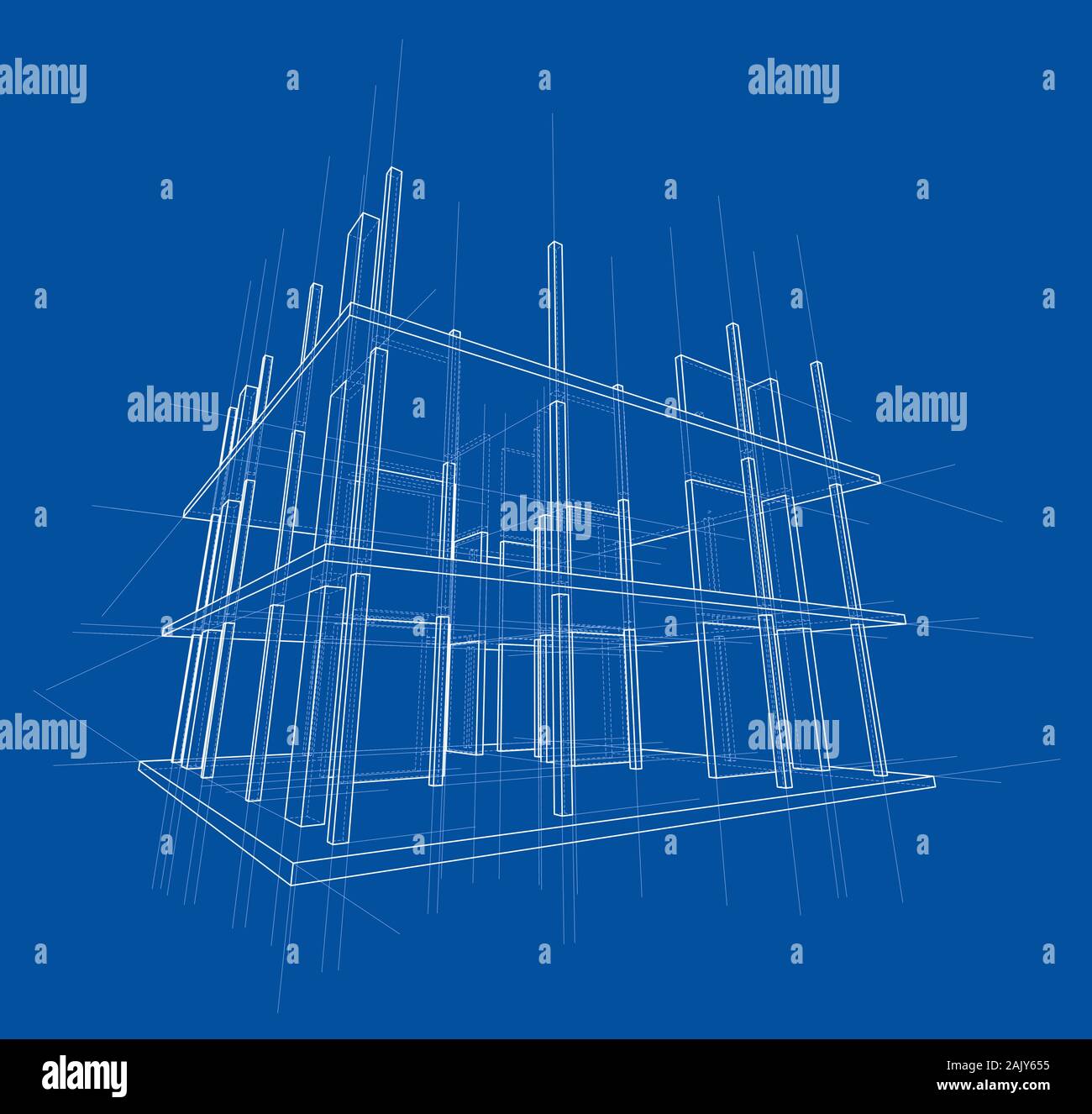 Drawing or sketch of a house under construction. Construction site ...