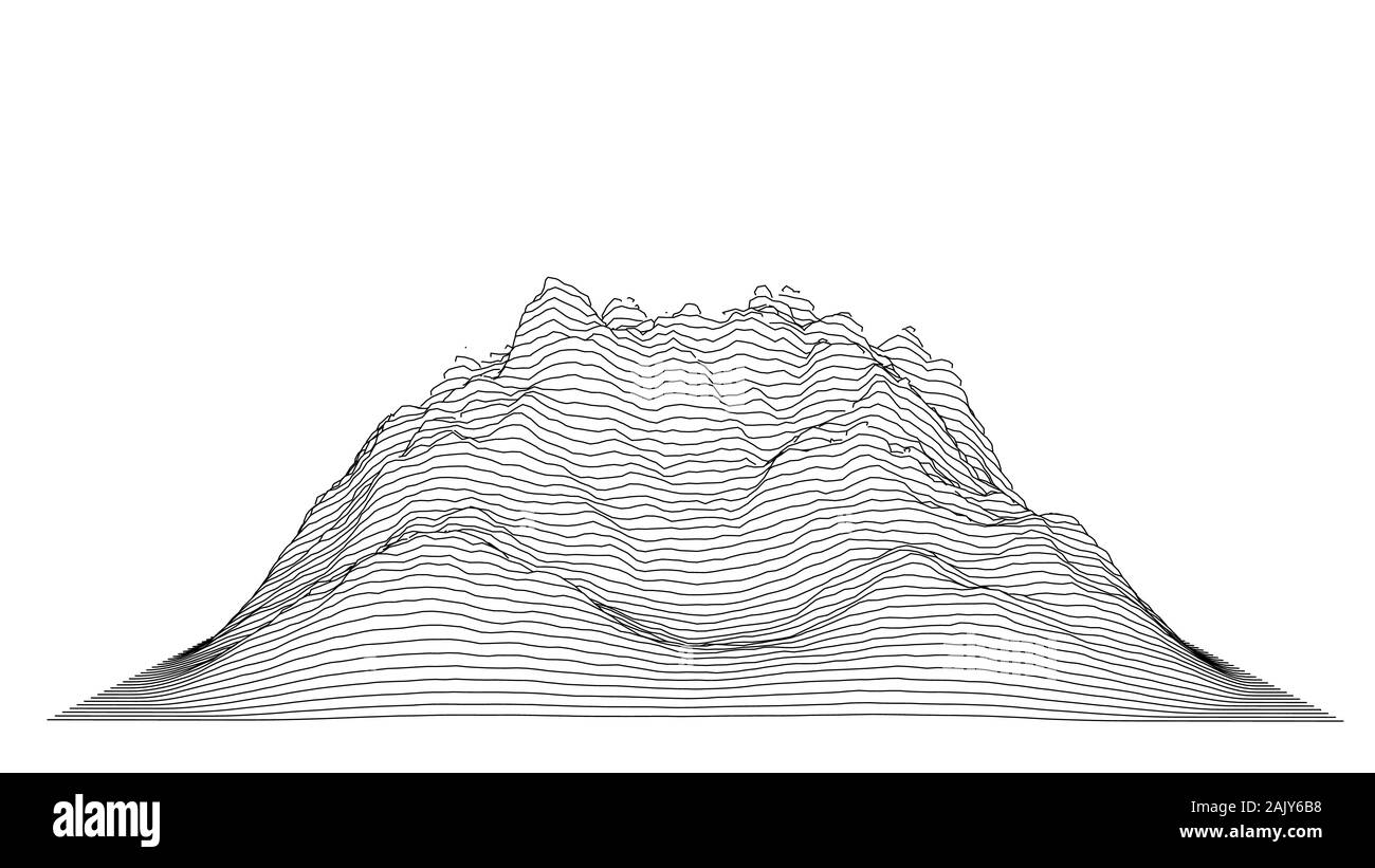 Curve lines in the shape of a part of a mountain range. Vector ...