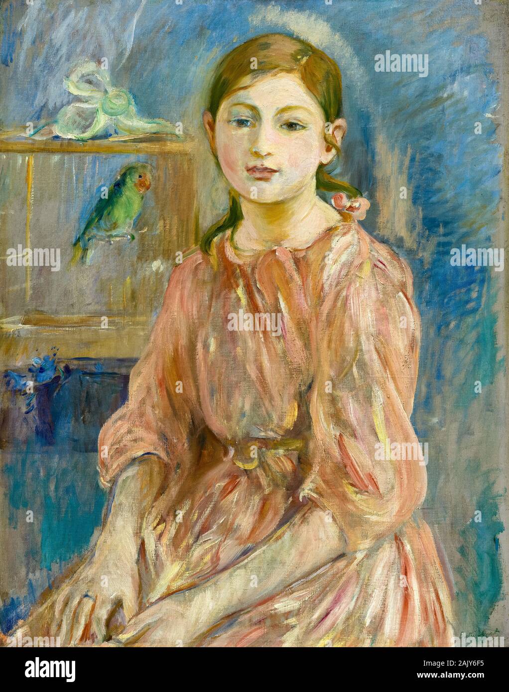 Berthe Morisot, The Artist's Daughter, with a ,Parakeet, portrait ...