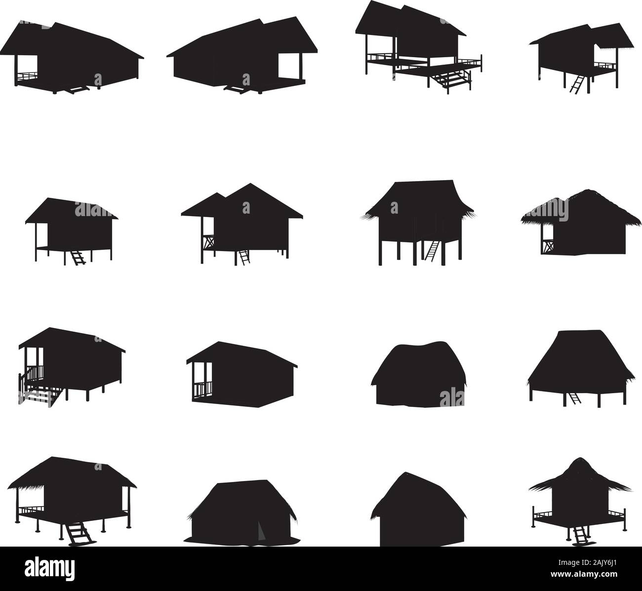 silhouette straw hut on white background vector design Stock Vector ...