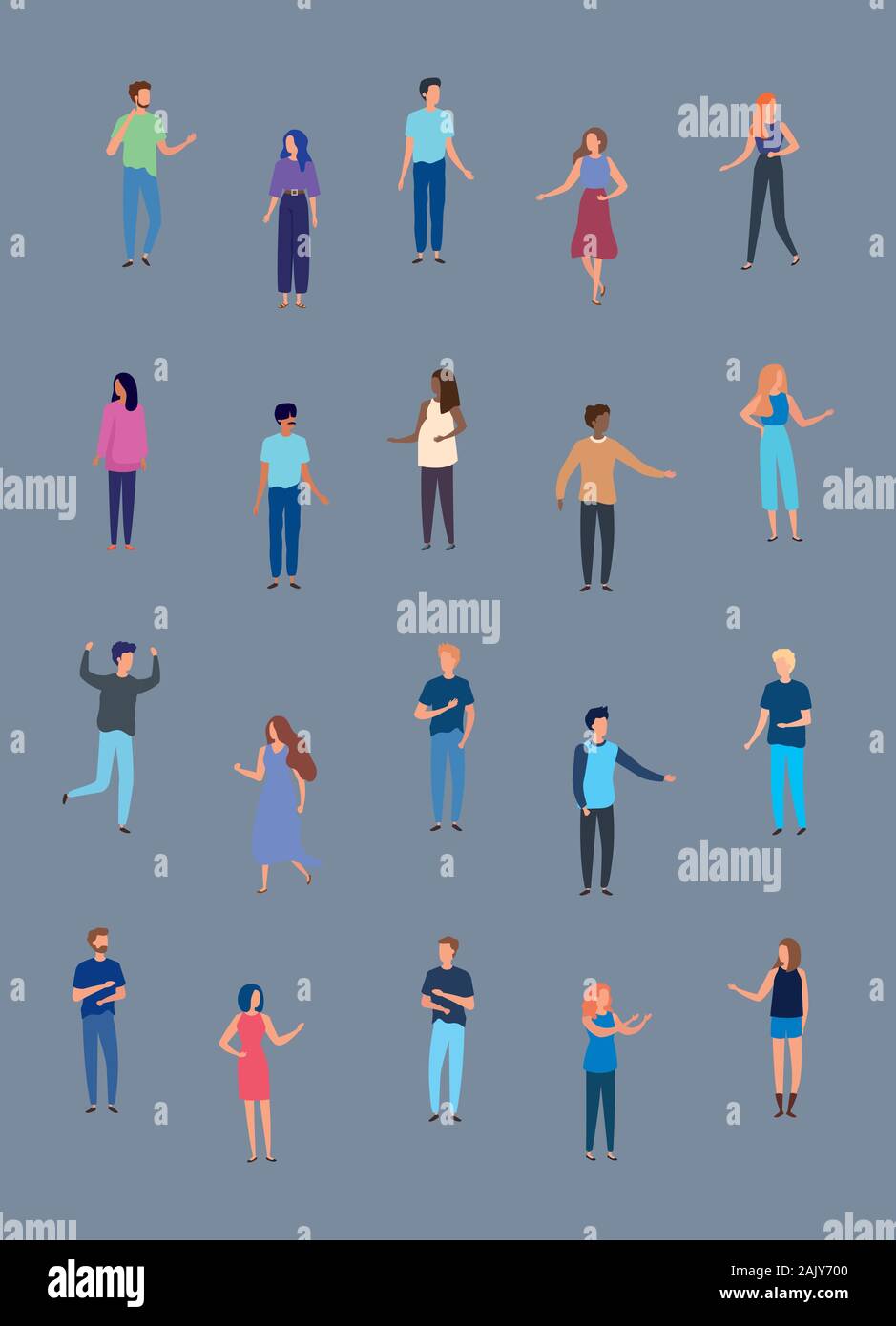 group of young people avatar characters Stock Vector Image & Art - Alamy