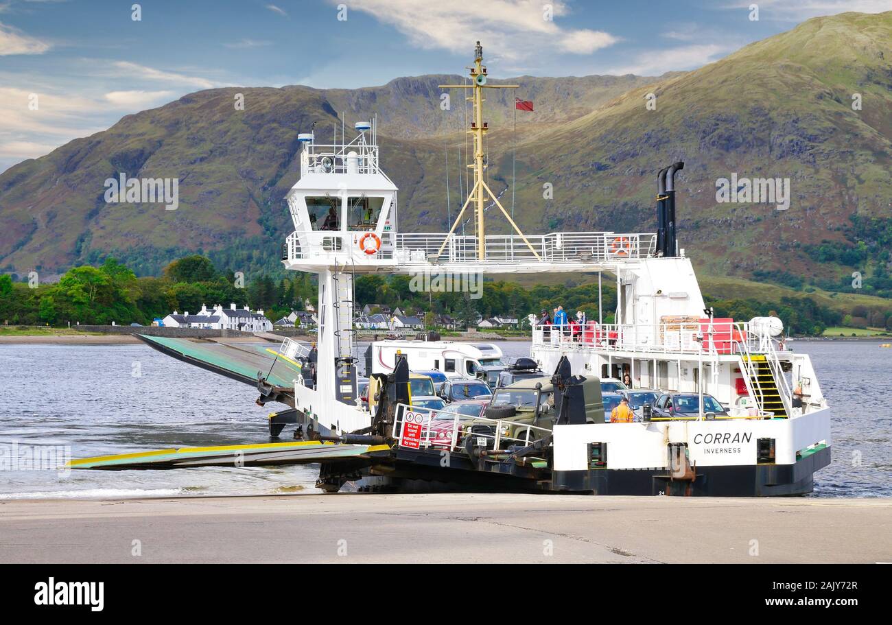 The Corran Ferry arrives at the Nether Lochaber Ferry Terminal at ...