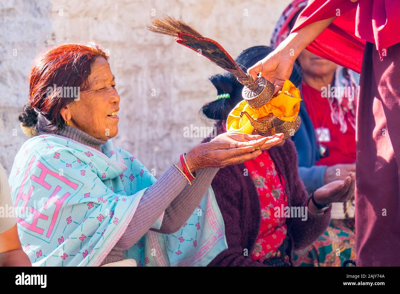 Receiving blessing from buddhist monk hi-res stock photography and ...