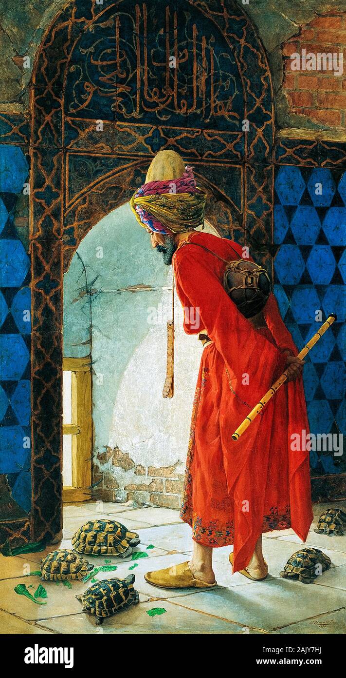 Osman Hamdi Bey, painting, The Tortoise Trainer, 1900-1910 Stock Photo ...