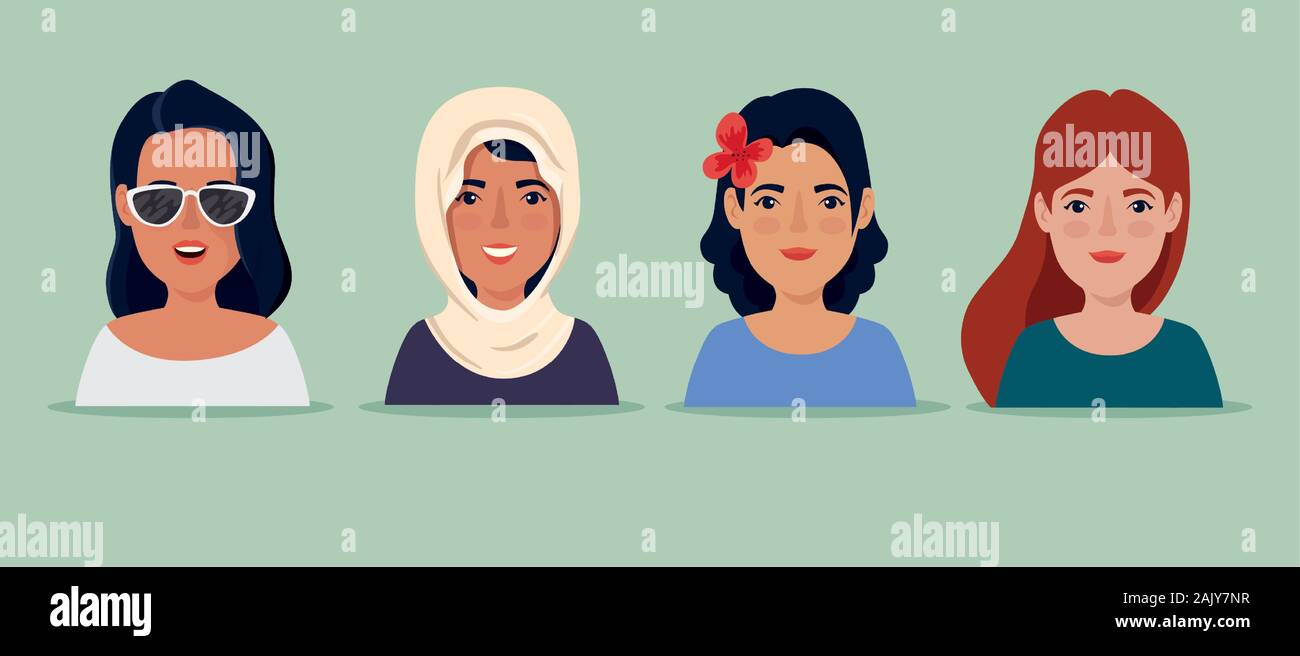 group of beautiful women avatar character icon Stock Vector Image & Art ...
