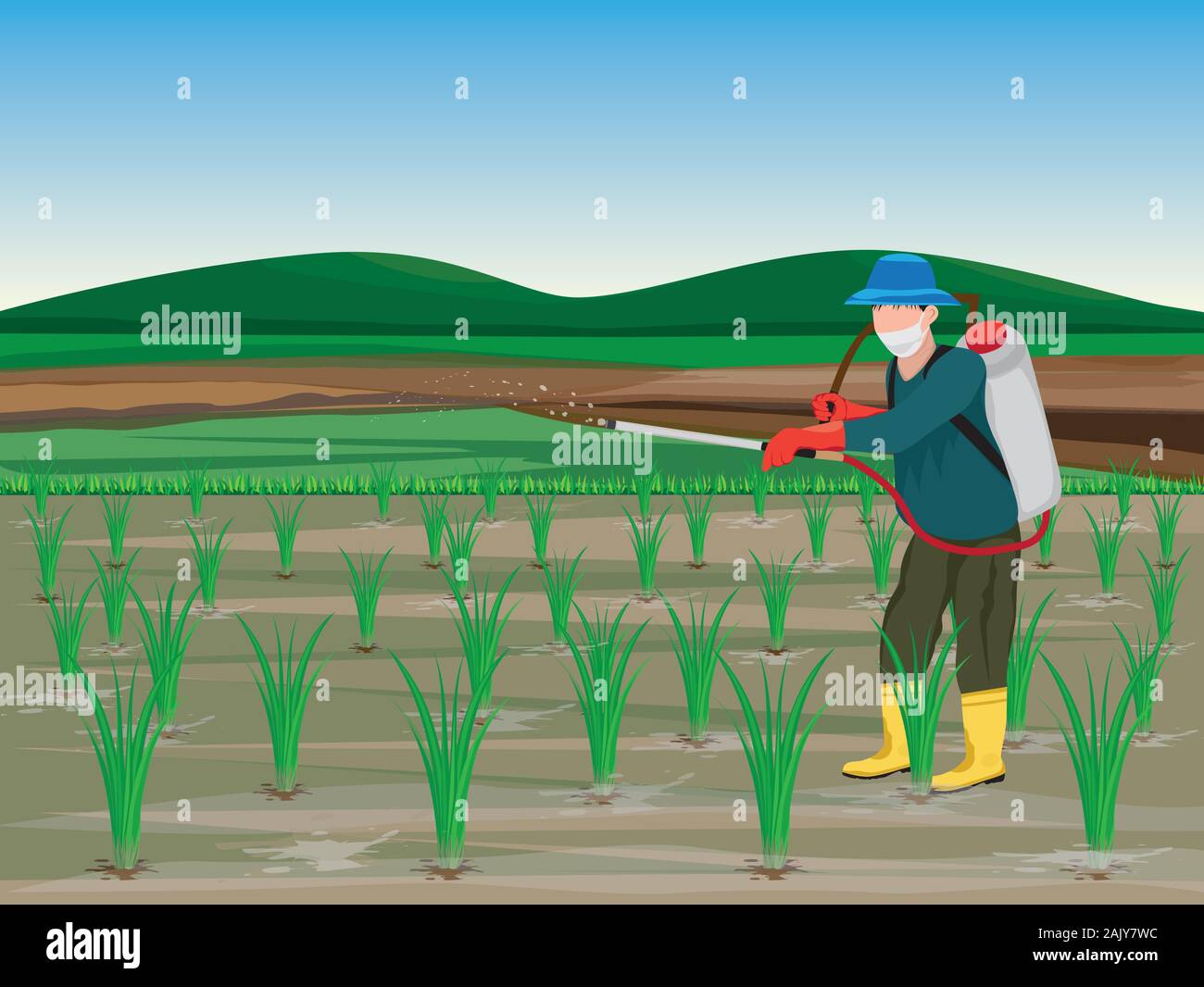 farmer manure into rice plant vector design Stock Vector Image & Art ...