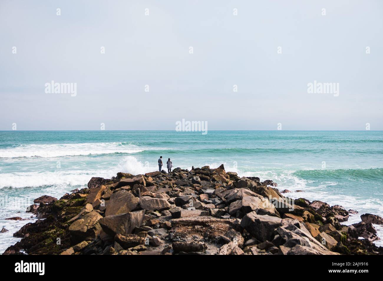 View of the coastal promenade of Lima in the dsitrict of Miraflores ...
