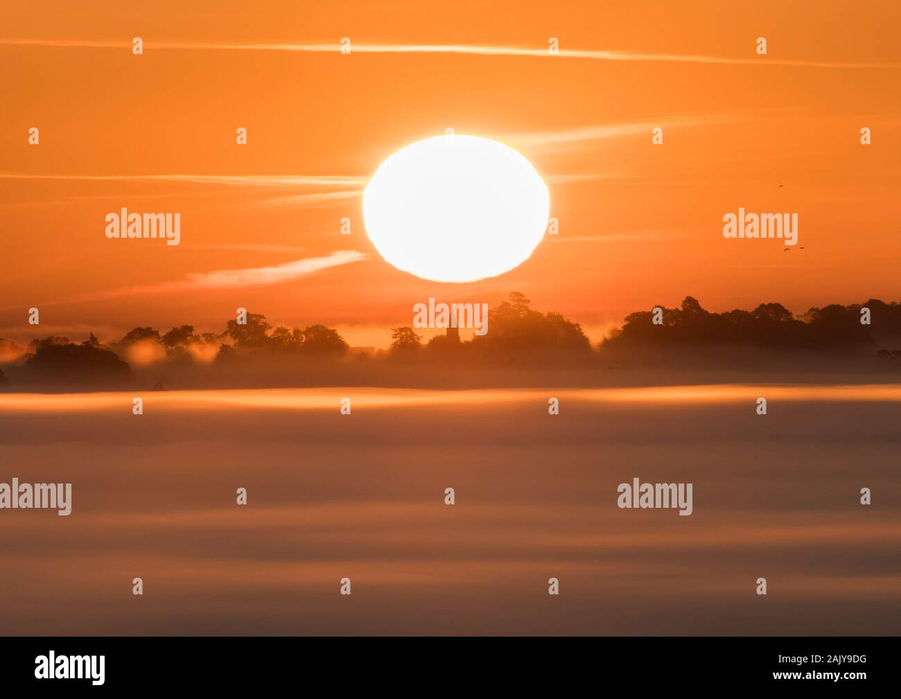 Sunrise over St Andrew's Church at Welsh Frankton, seen from Old ...