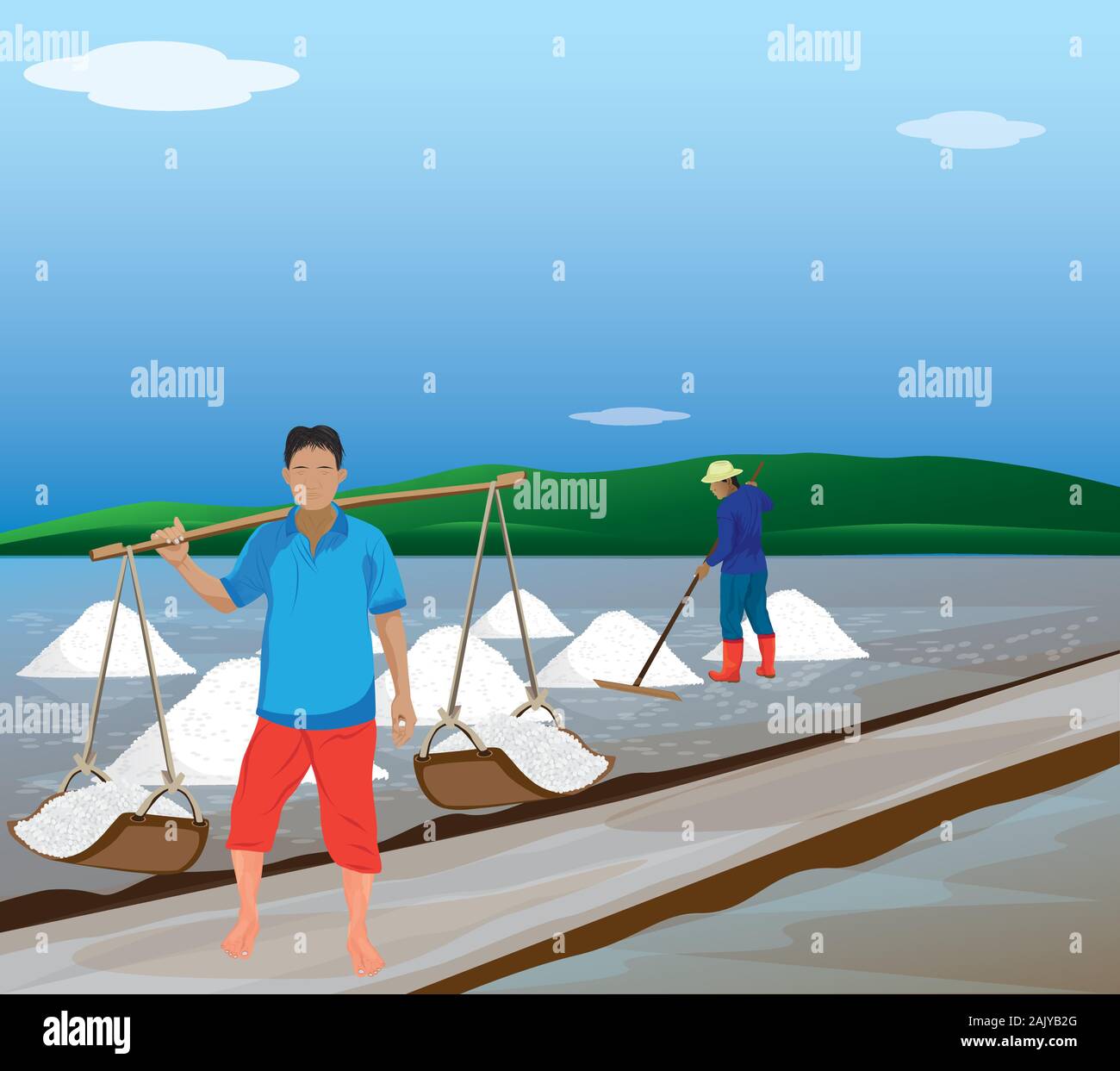 agriculturist work in saline field vector design Stock Vector Image ...