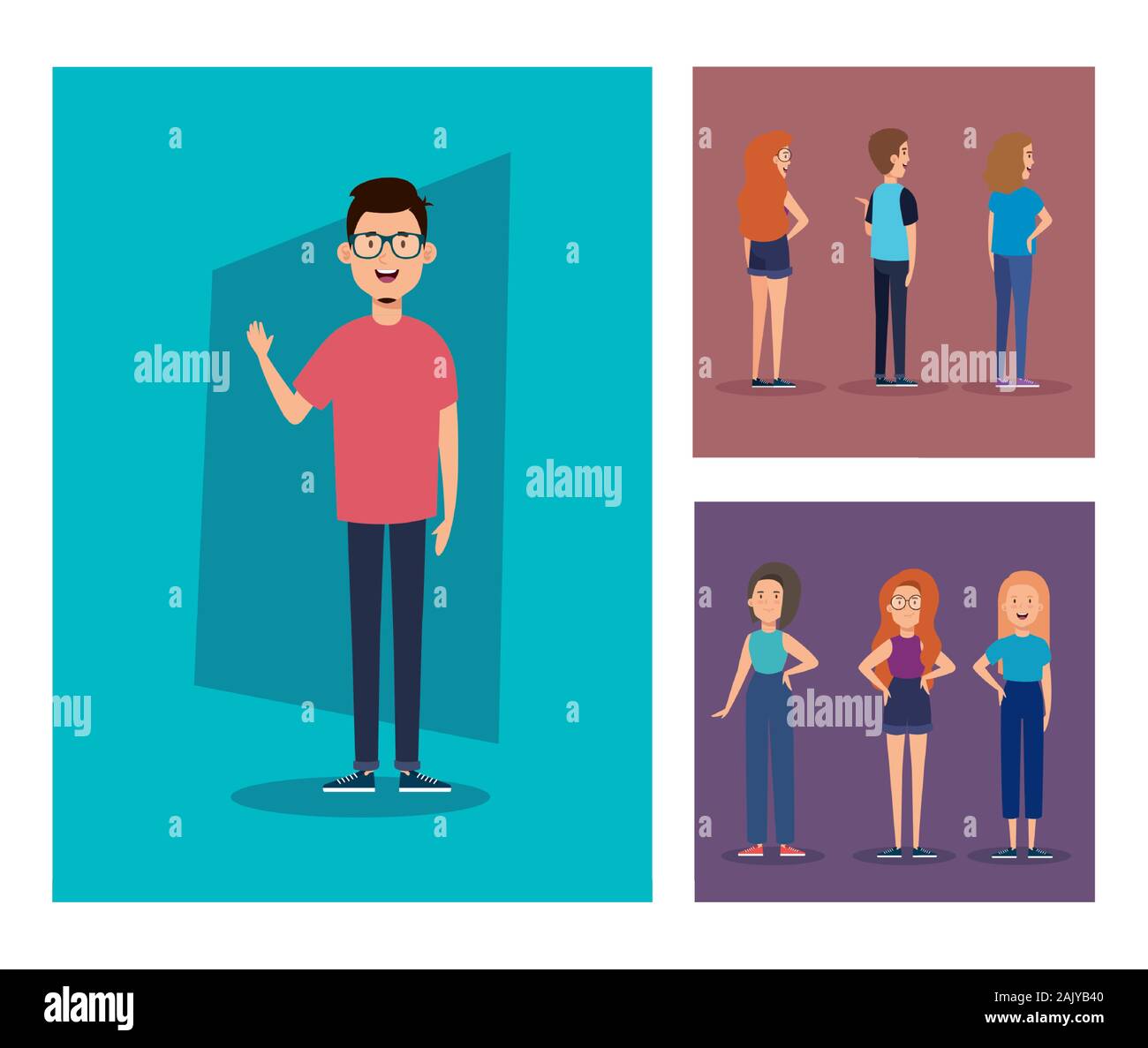 group of young people avatar characters Stock Vector Image & Art - Alamy