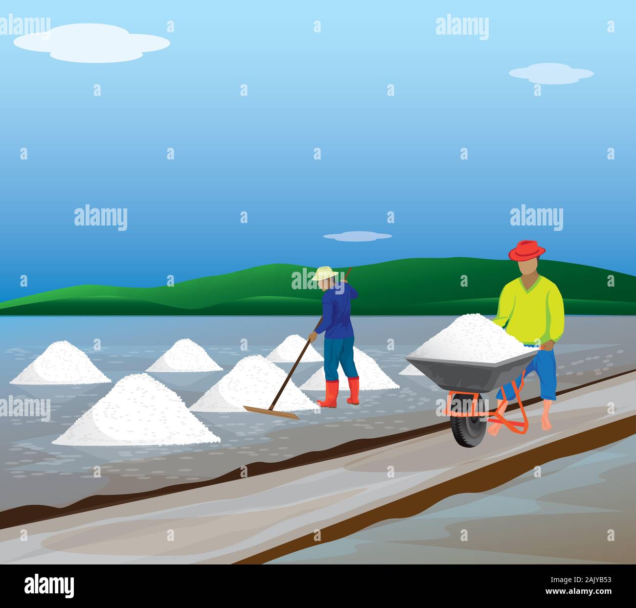 agriculturist work in saline field vector design Stock Vector Image ...