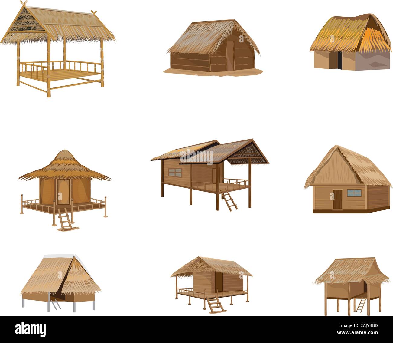 isolated straw hut on white background vector design Stock Vector Image ...