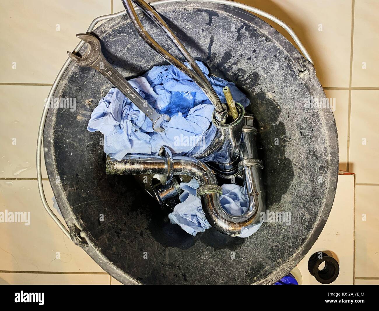 Tools of a plumber in Marktoberdorf , Germany June 07, 2019. © Peter ...