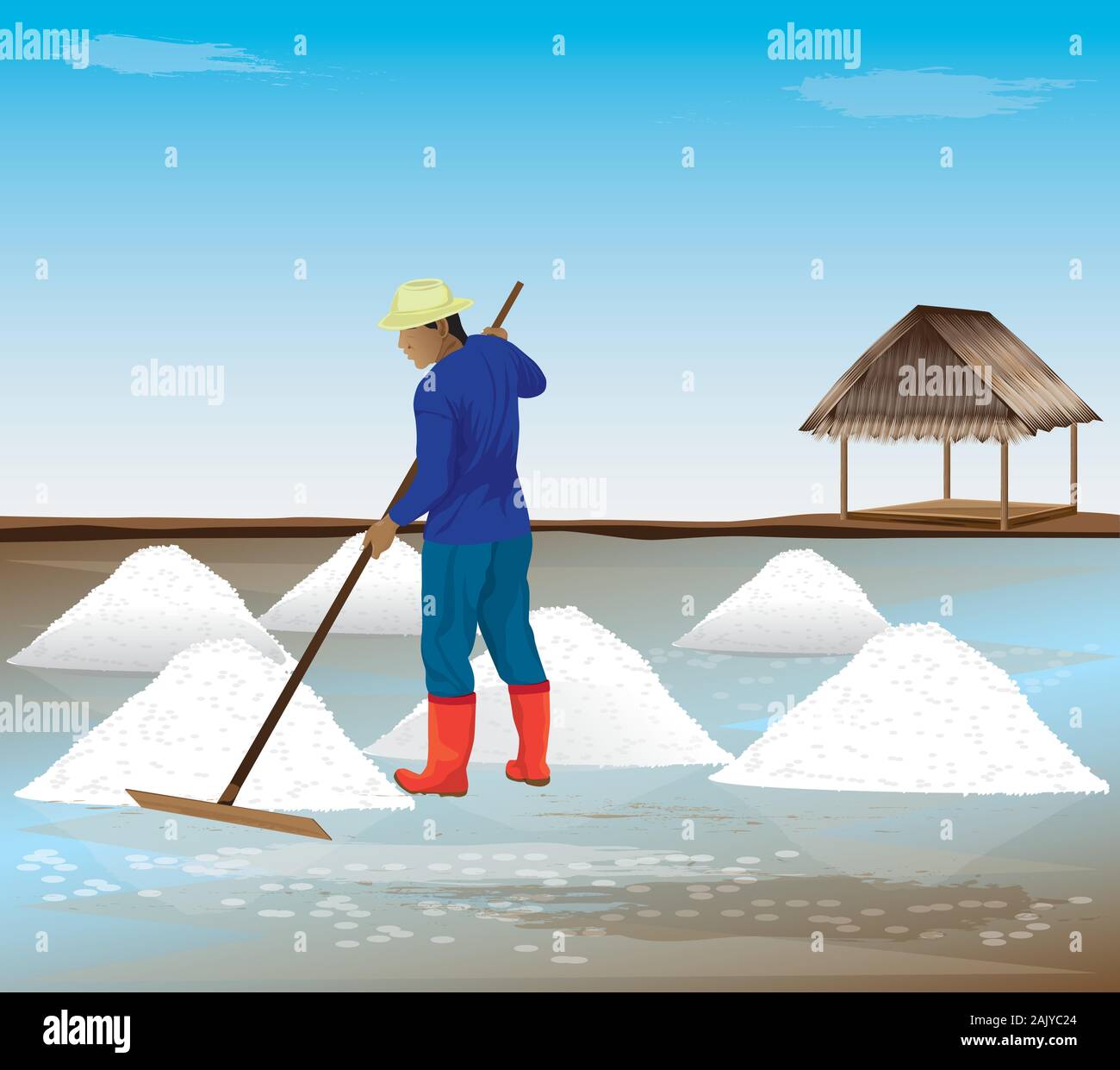 Salt paddy Stock Vector Images - Alamy