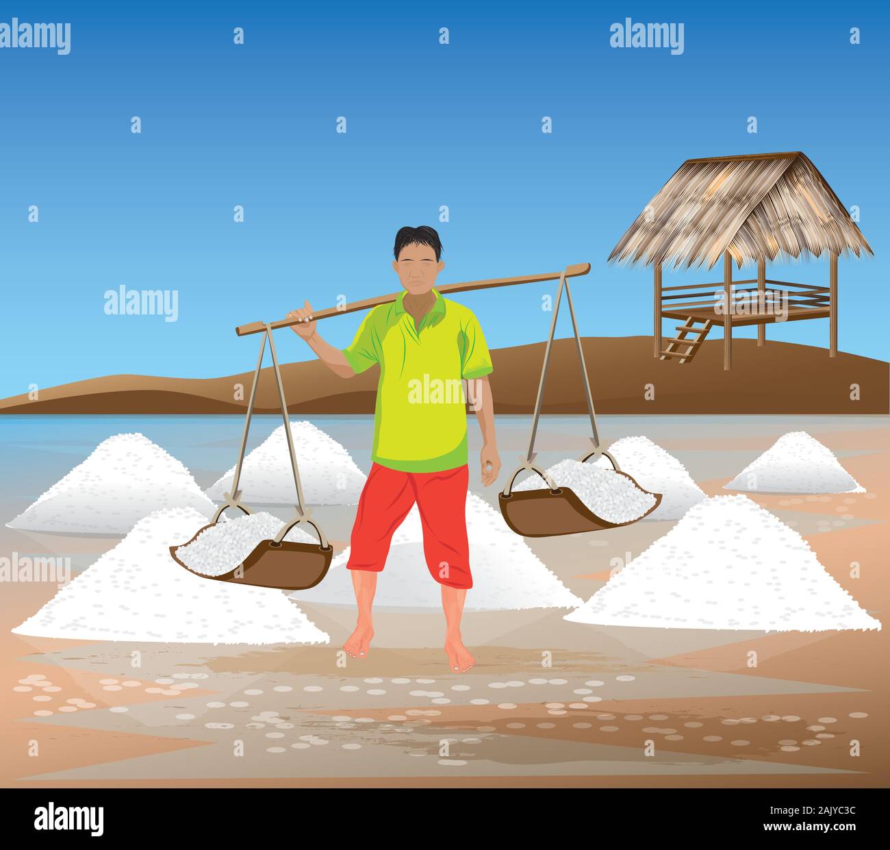 agriculturist work in saline field vector design Stock Vector Image ...