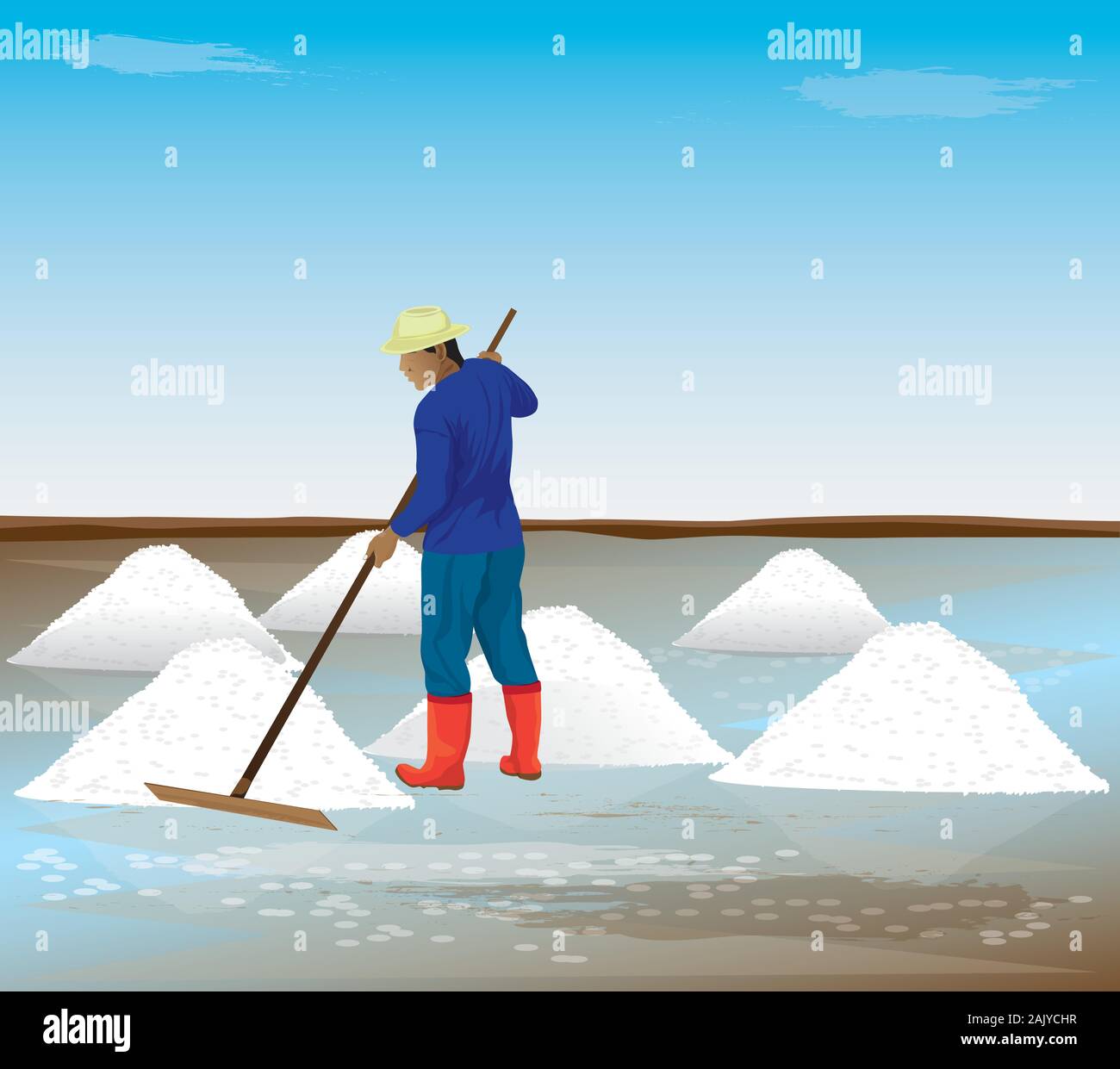 agriculturist work in saline field vector design Stock Vector Image ...