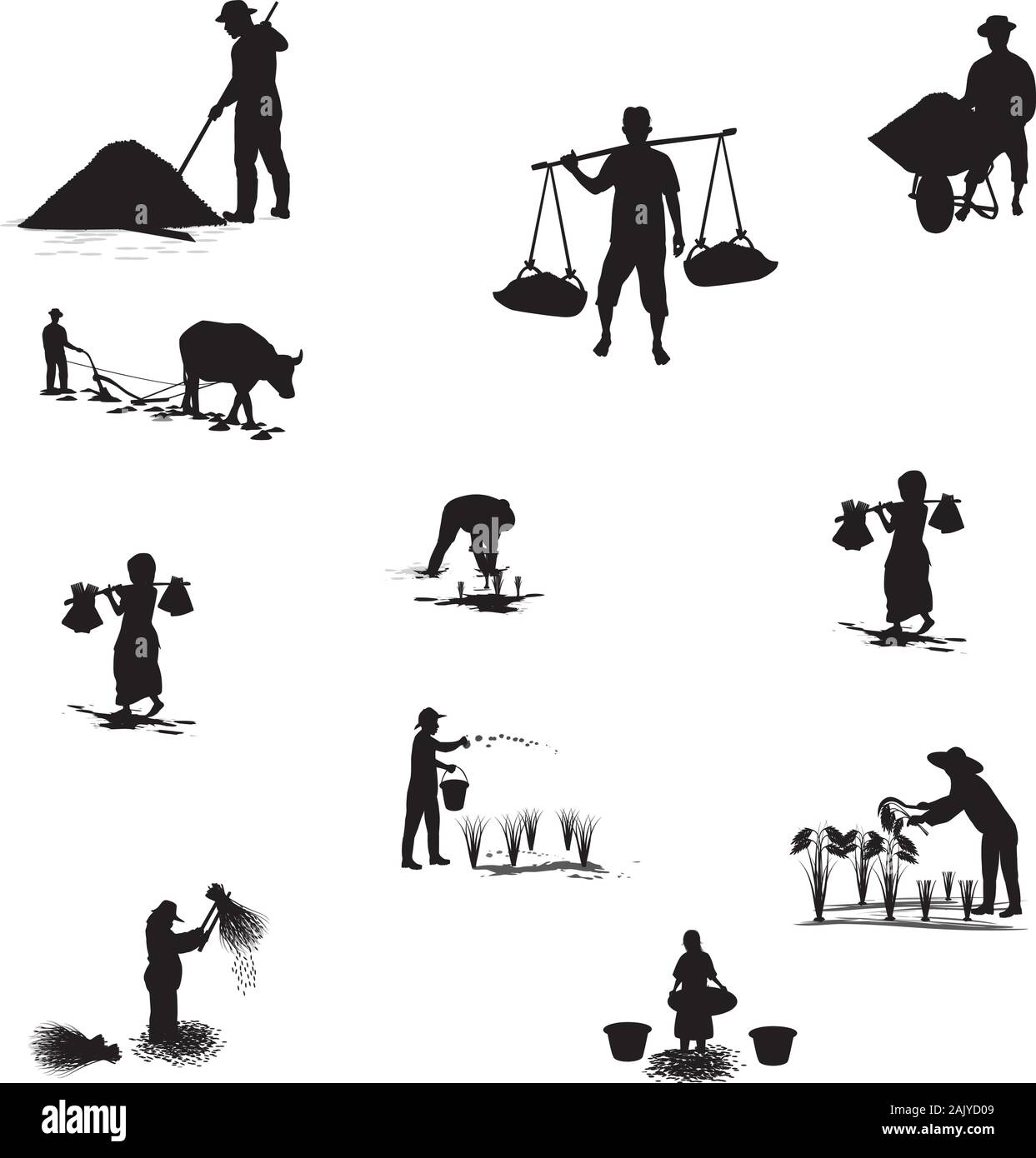 silhouette farmer cartoon shape vector design Stock Vector Image & Art ...