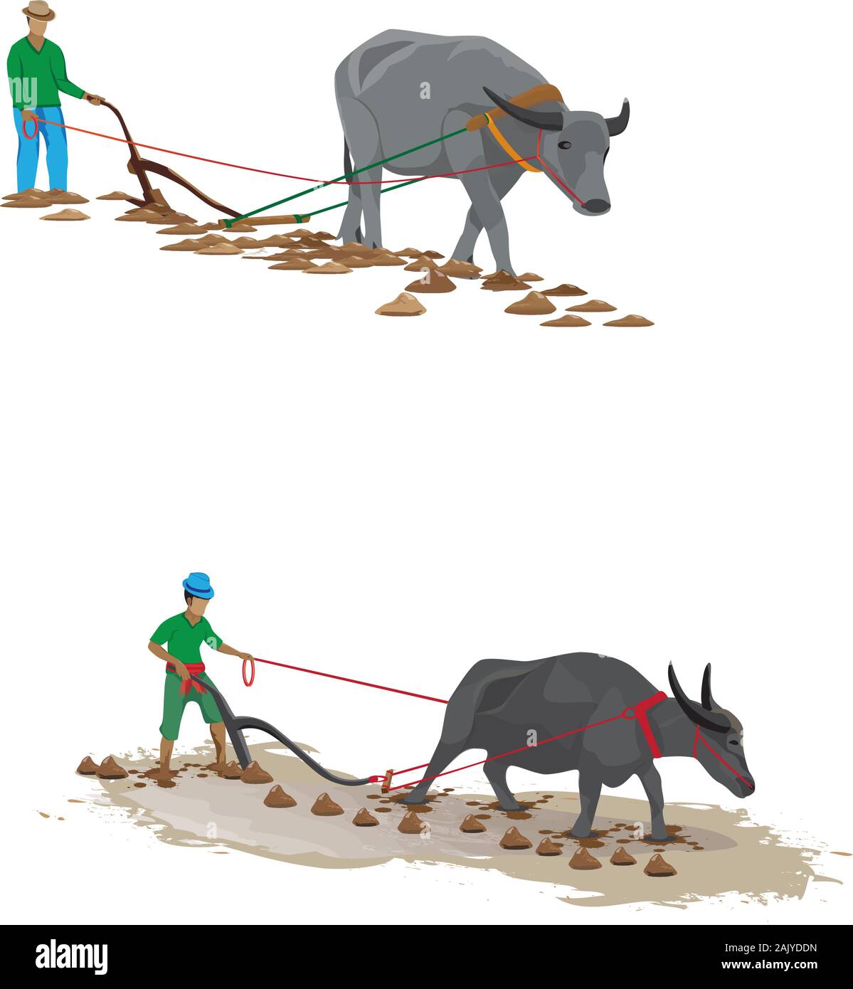 farmer plow in paddy field vector design Stock Vector Image & Art - Alamy