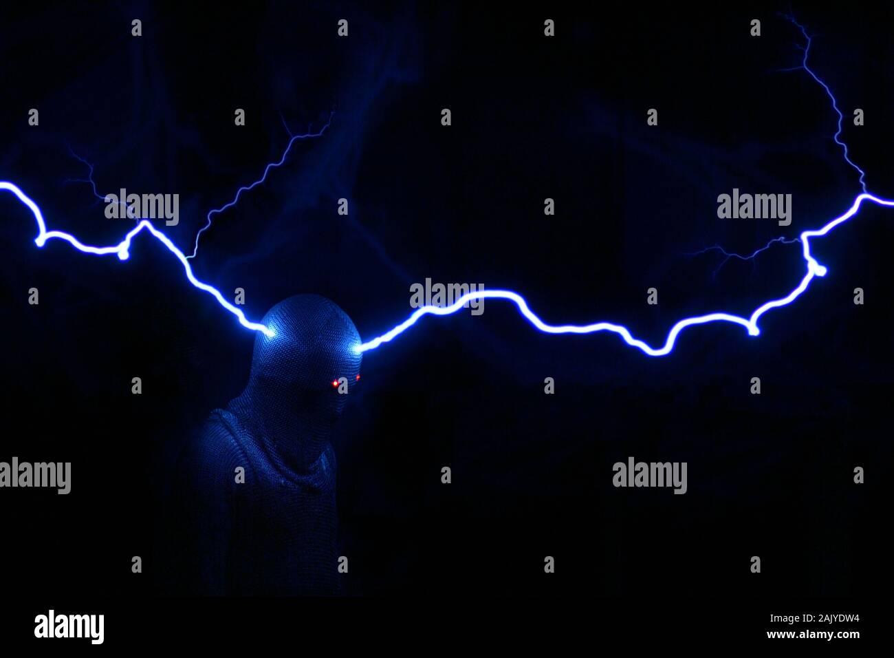 Man with lightning from his head Stock Photo - Alamy