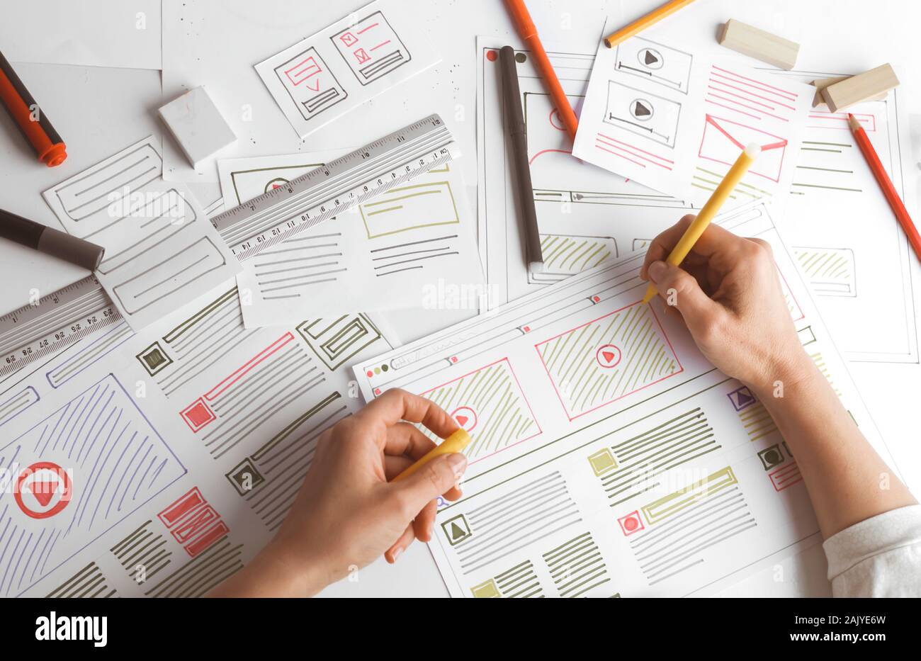 Design and creation of web sites. The designer draws application ...
